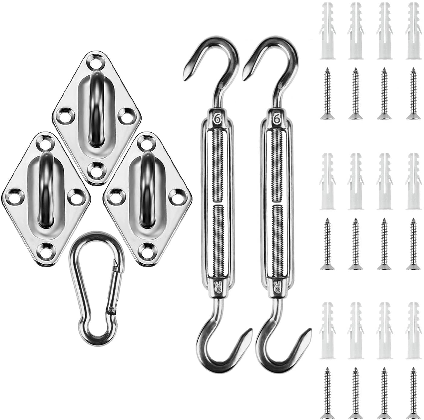 Shade Sail Hardware Kit for Triangle Sun Shade Sail Installation, 6 ...