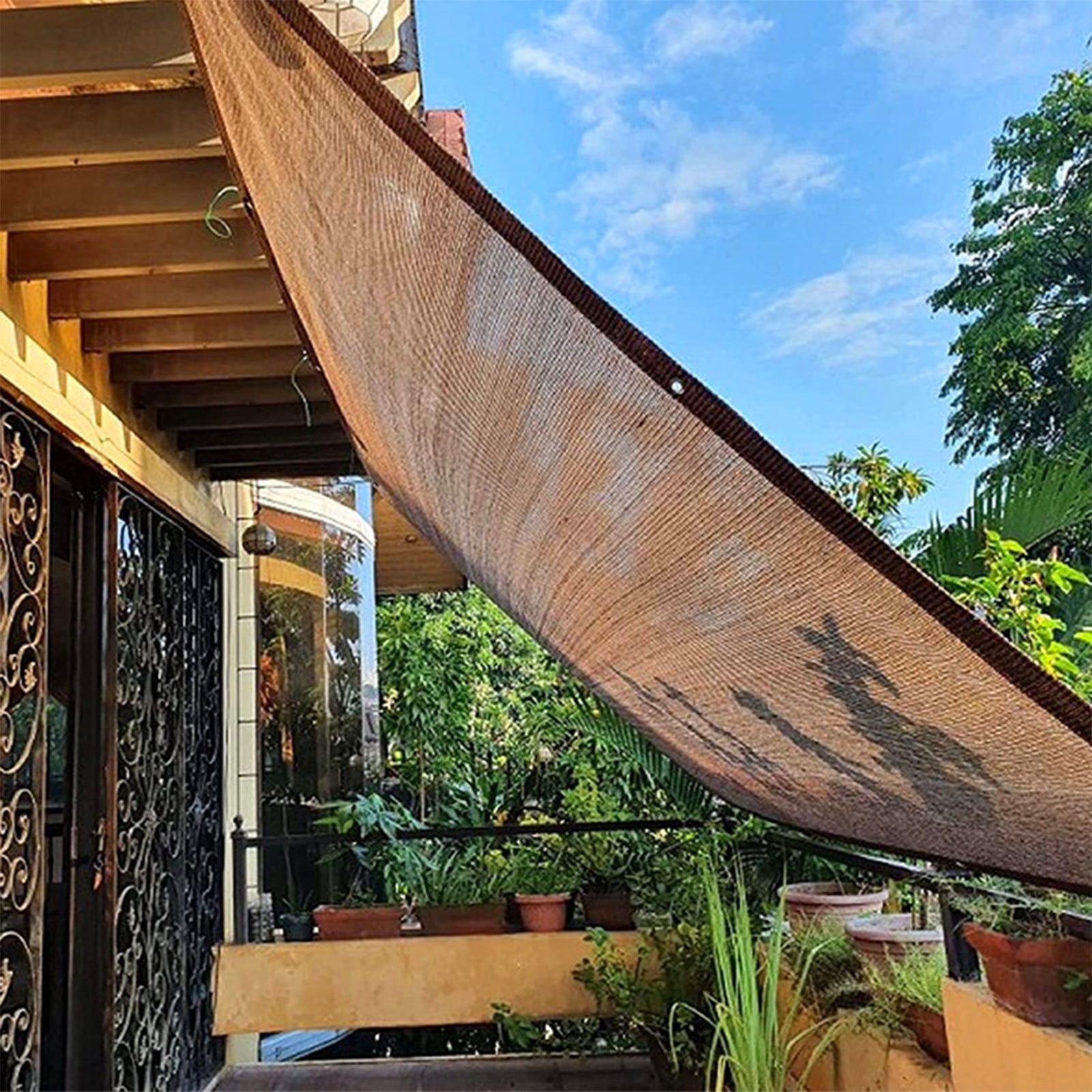 Shade Sail Sun Shade Cloth 6.56x6.56' with 4x4.59' Rope Rectangle ...