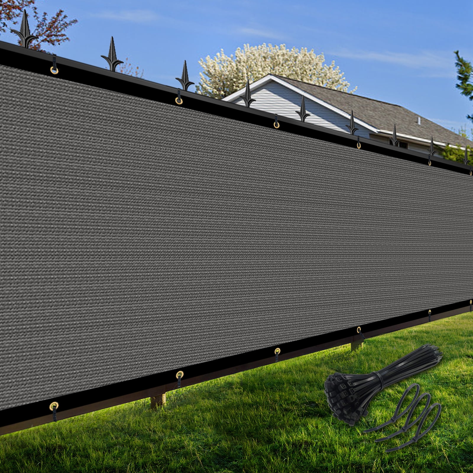 Shade&beyond Privacy Fence Screen 4x14 FT Gray Customized Outdoor Mesh ...