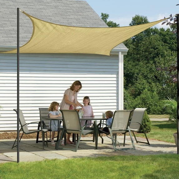 ShadeLogic Sun Shade Sail 16 Foot Square - Sand - Walmart.com