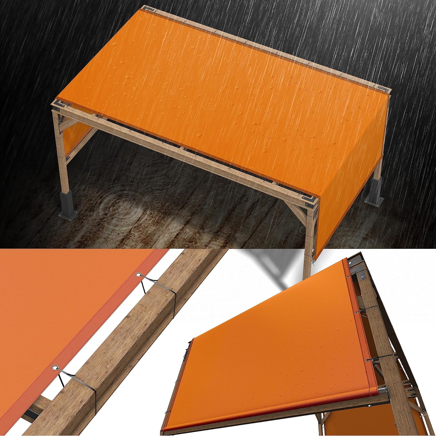 ShadeMart 12' W x 17' L Waterproof Orange Pergola Sun Shade Canopy ...