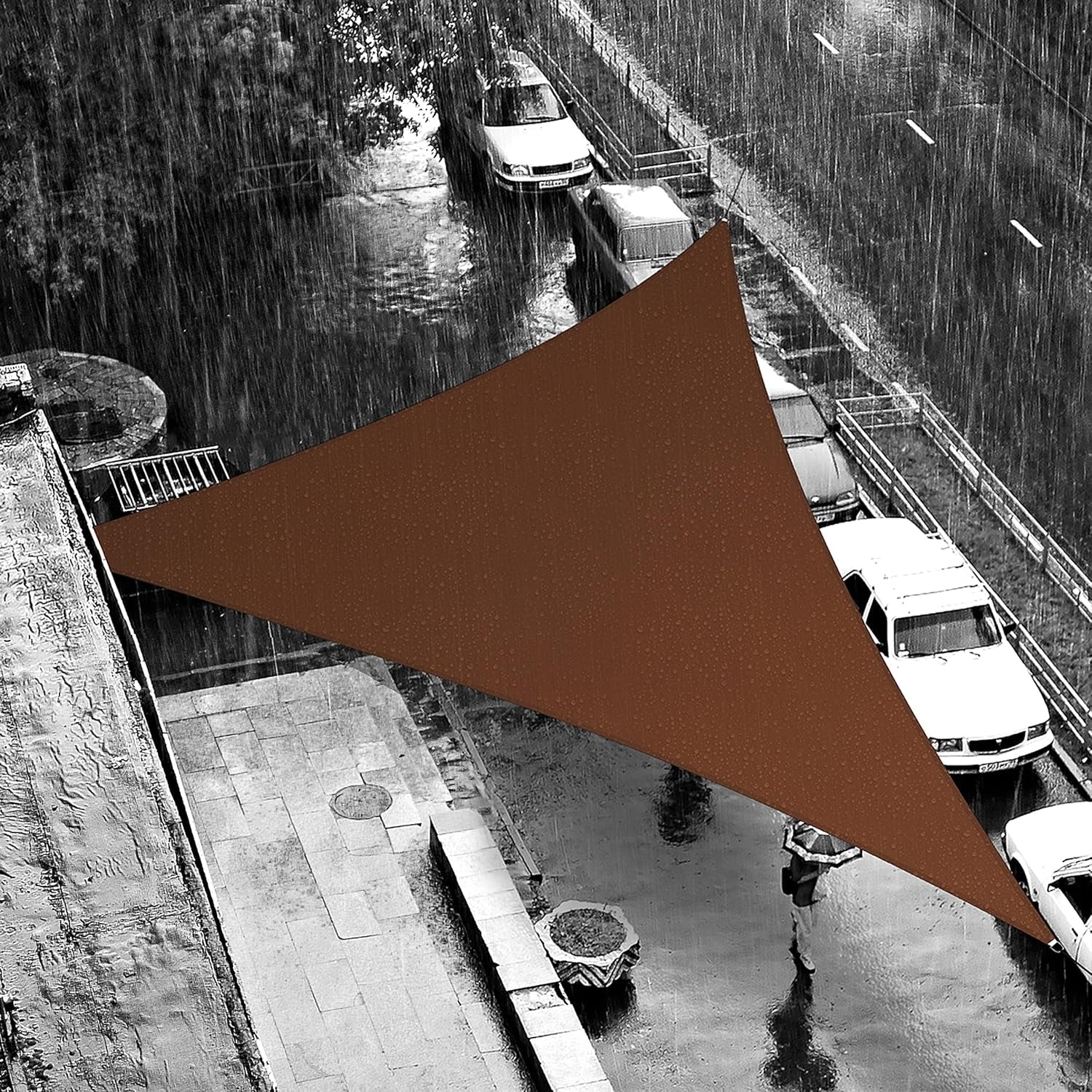 ShadeMart 13' x 21' x 24.7' Custom Size Brown Triangle Waterproof Sun ...