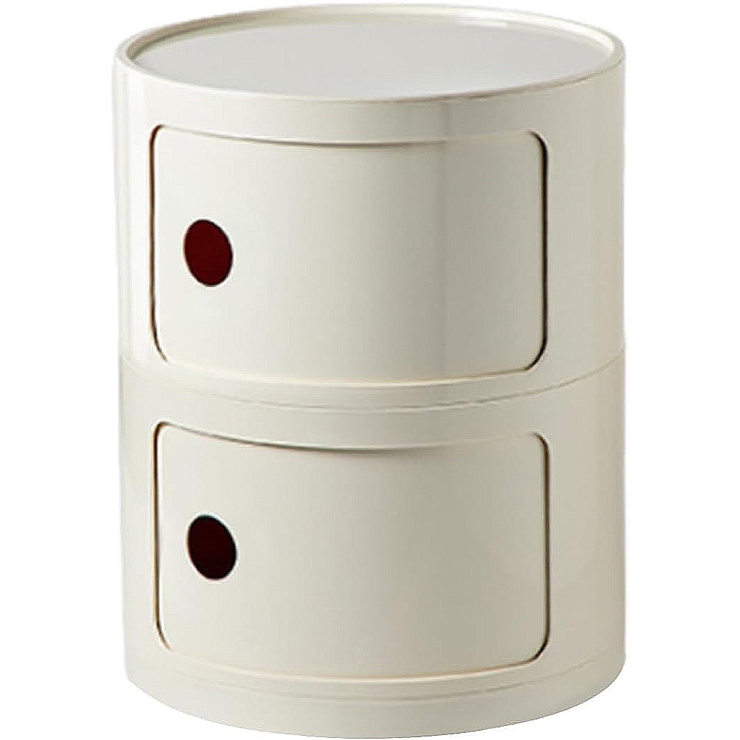 ShadeMart 2 Tier Beige Round Nightstand with Drawers,Small Bedside ...