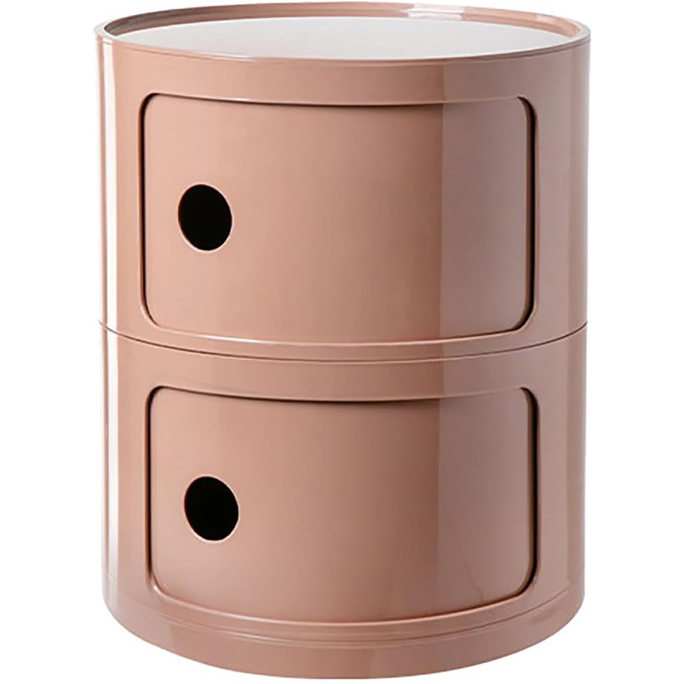 ShadeMart 2 Tier Pink Round Nightstand with Drawers,Small Bedside Table ...