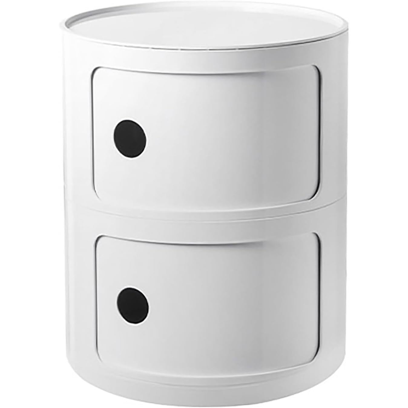 ShadeMart 2 Tier White Round Nightstand with Drawers,Small Bedside ...