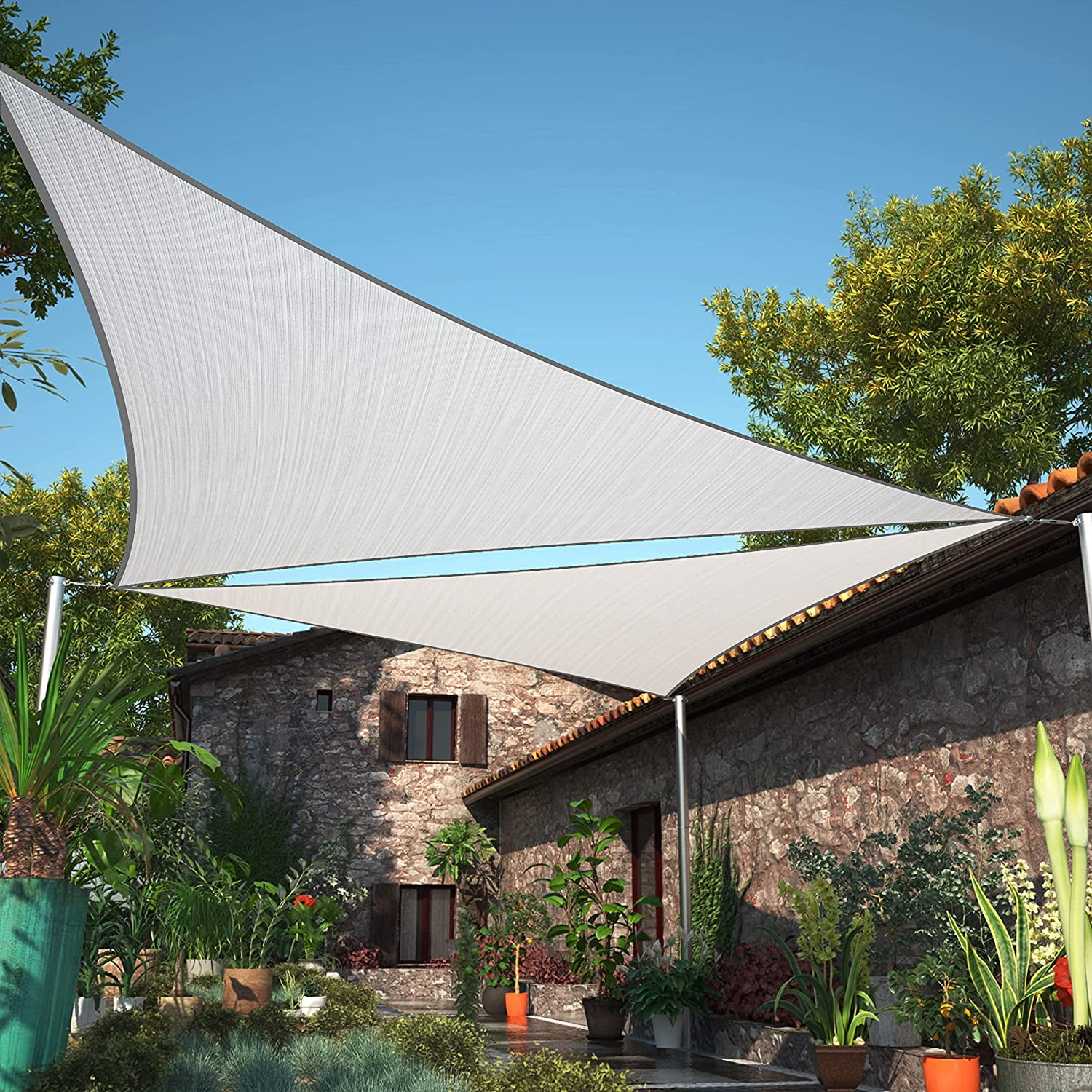 ShadeMart 20' x 20' x 28.3' Gray Right Triangle Sun Shade Sail Canopy ...
