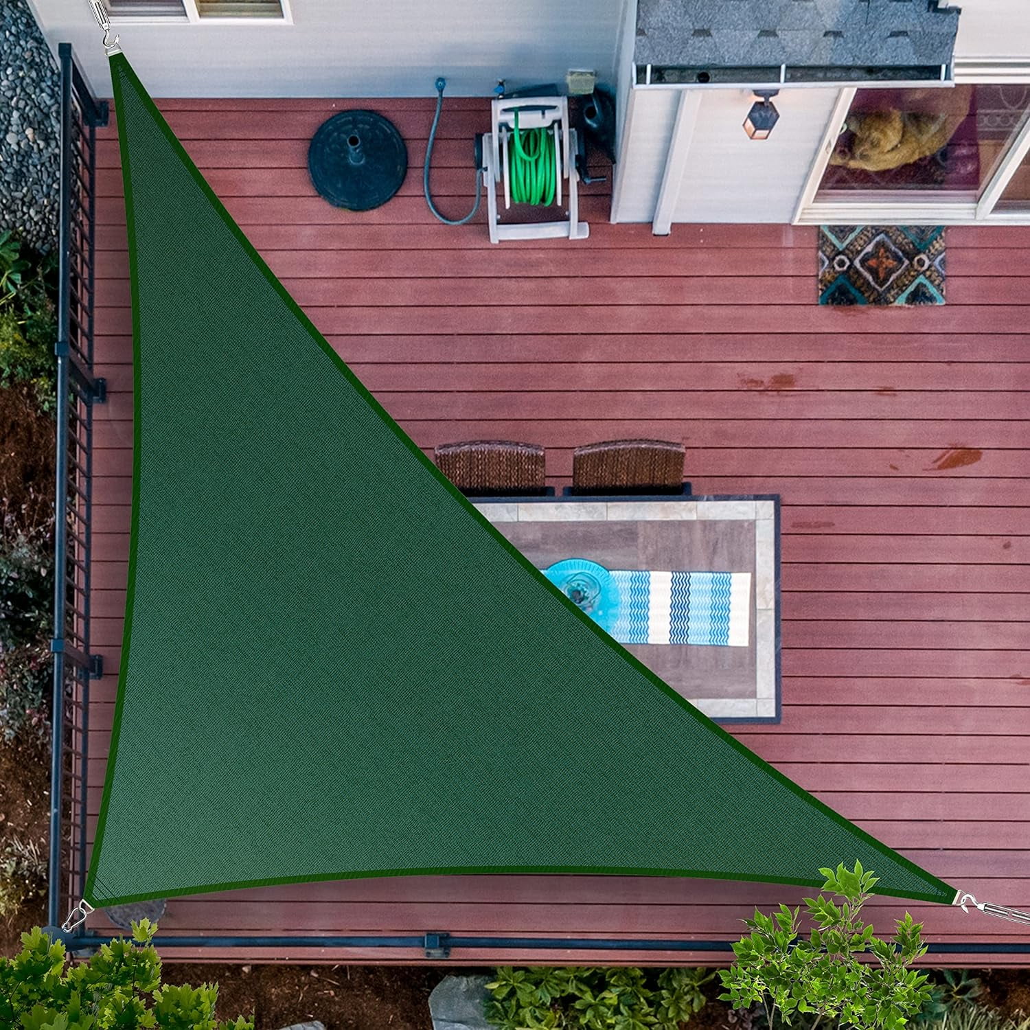 ShadeMart 27' x 27' x 27' Green Triangle Sun Shade Sail Canopy Mesh ...