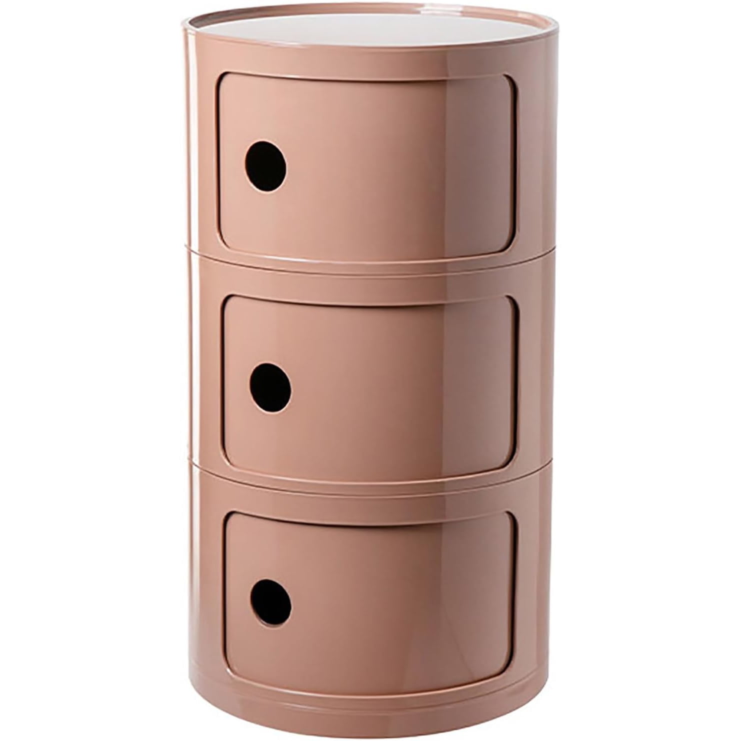 ShadeMart 3 Tier Pink Round Nightstand with Drawers,Small Bedside Table ...
