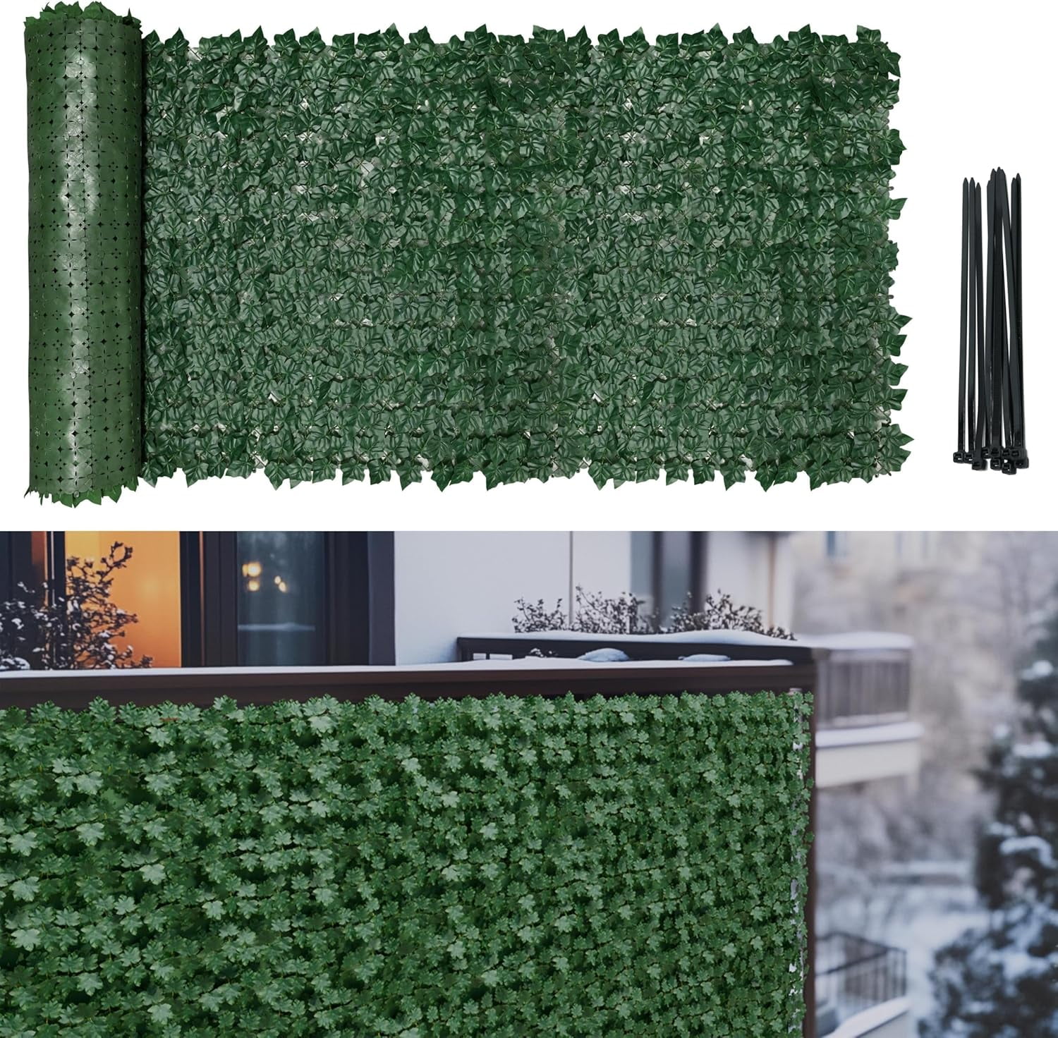 ShadeMart 3' x 10' Artificial Ivy Fence Privacy Scree for Balcony Decks ...