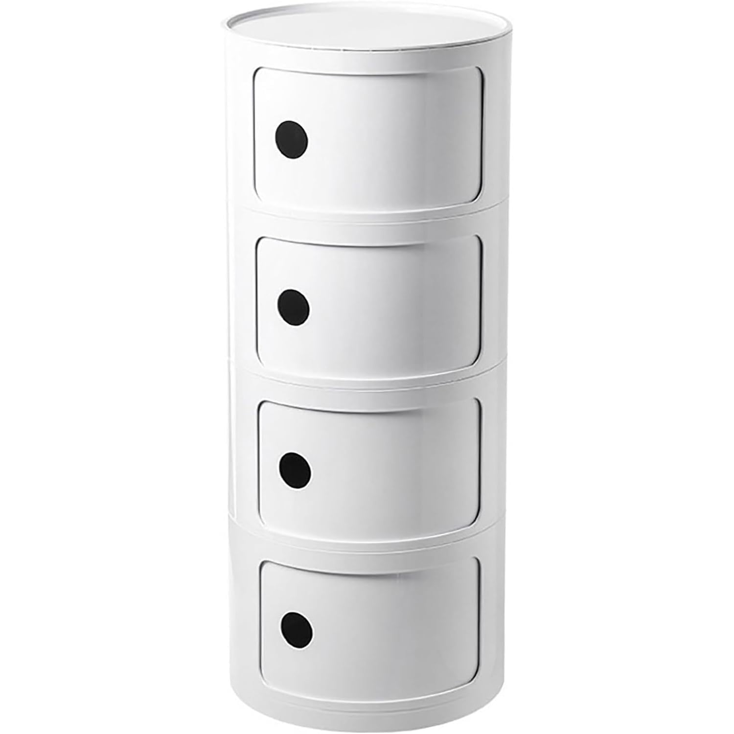 ShadeMart 4 Tier White Round Nightstand with Drawers,Small Bedside ...