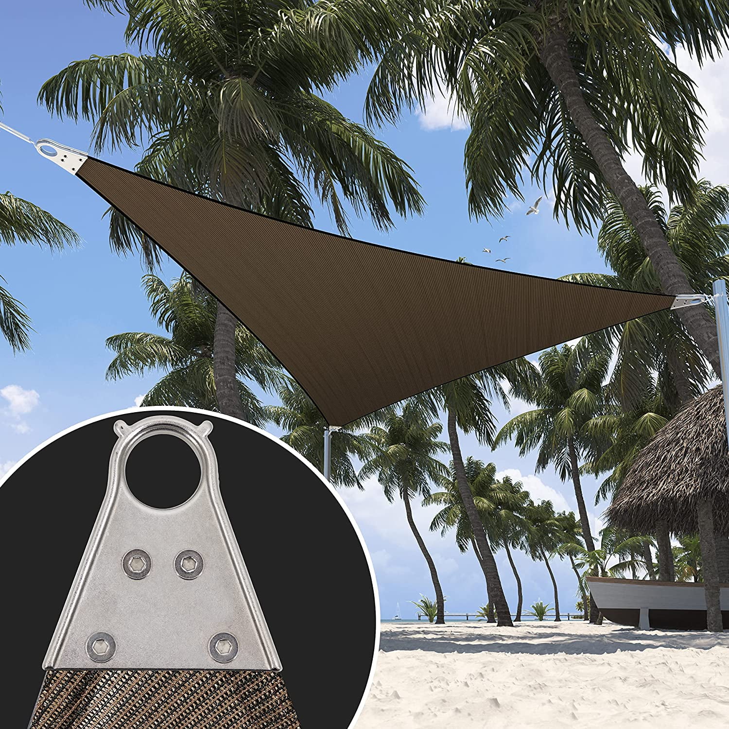 ShadeMart 45' x 47' x 66.47' Brown Right Triangle Size Super Ring Sun ...