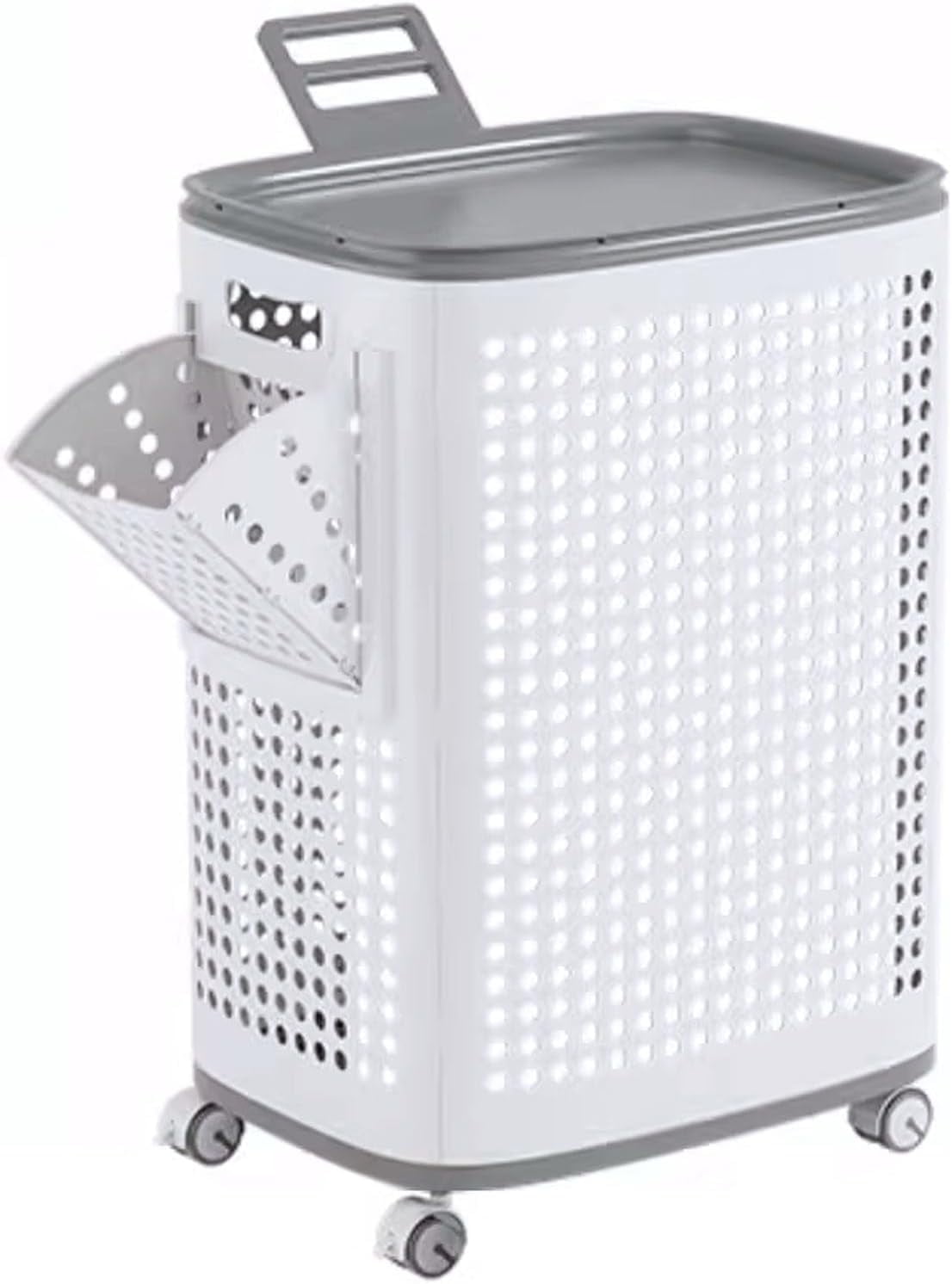 ShadeMart 70L Laundry Basket, Ventilated PP Plastic Clothes Hamper with ...