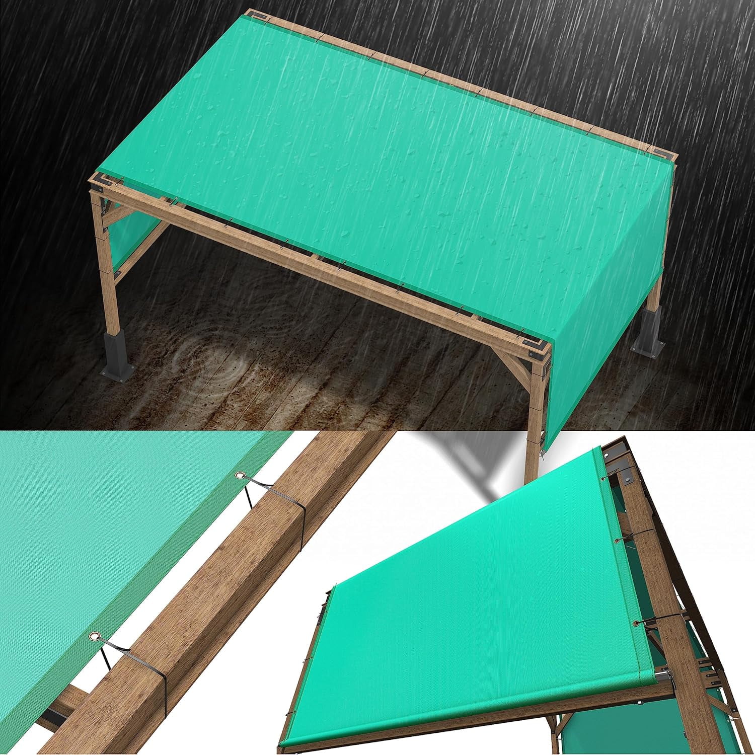 ShadeMart 8' W x 21' L Waterproof Turquoise Pergola Sun Shade Canopy ...