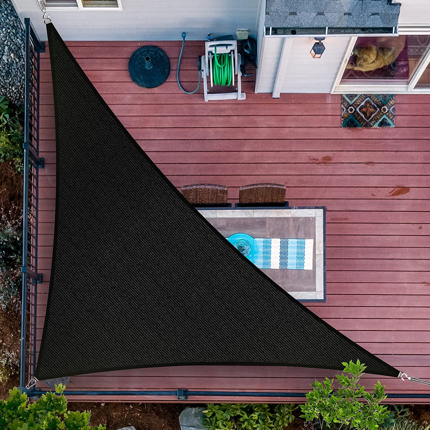 ShadeMart 8' x 14' x 16.1' Black Right Triangle Sun Shade Sail Canopy ...