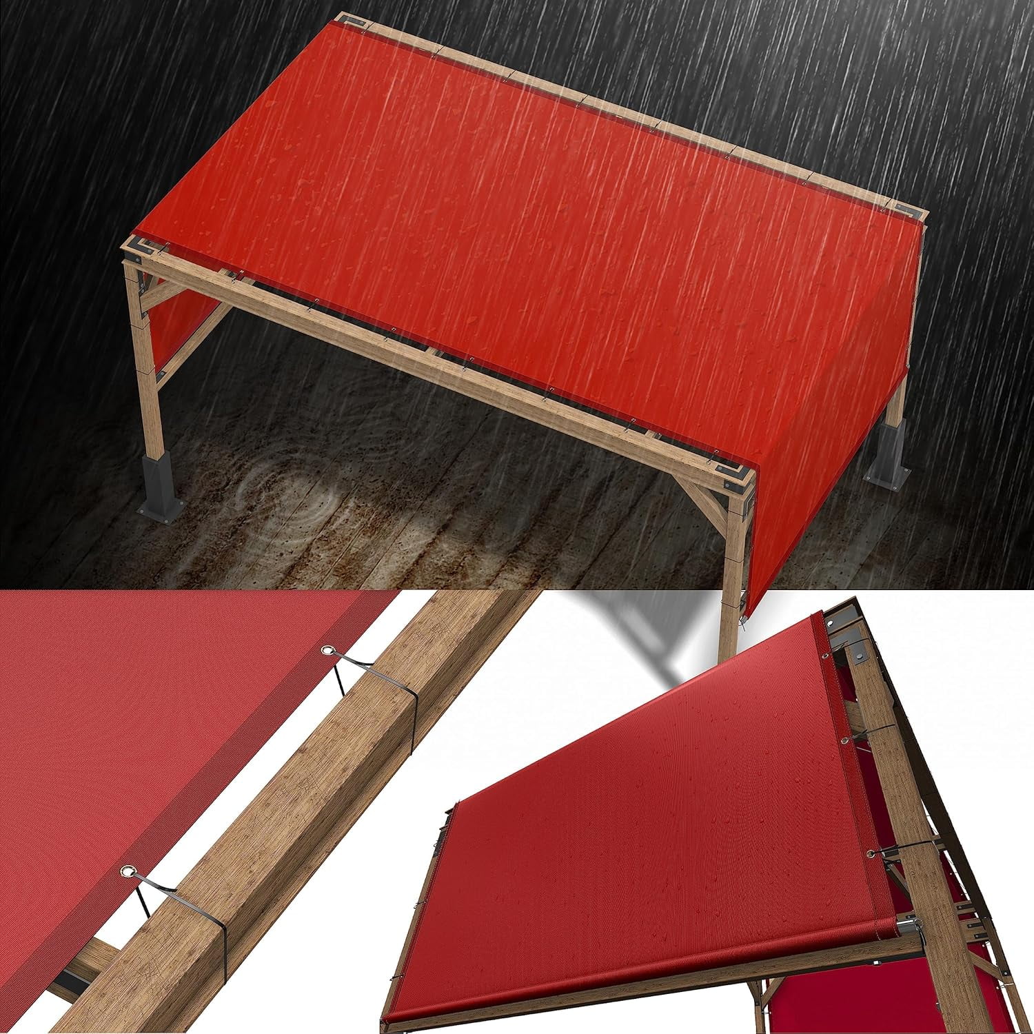 ShadeMart 9' W x 12' L Waterproof Red Pergola Sun Shade Canopy ...