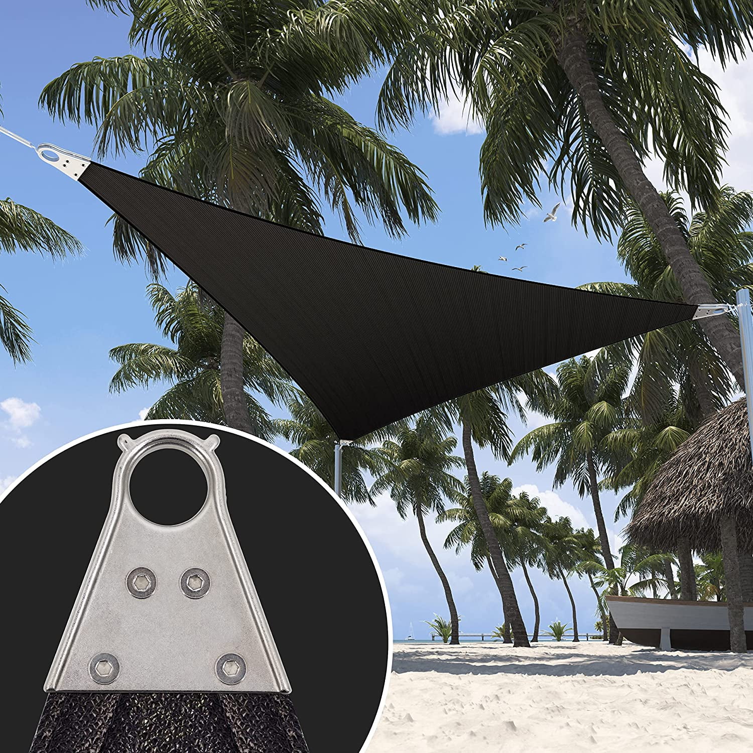 ShadeMart 9' x 18' x 20.1' Black Right Triangle Size Super Ring Sun ...