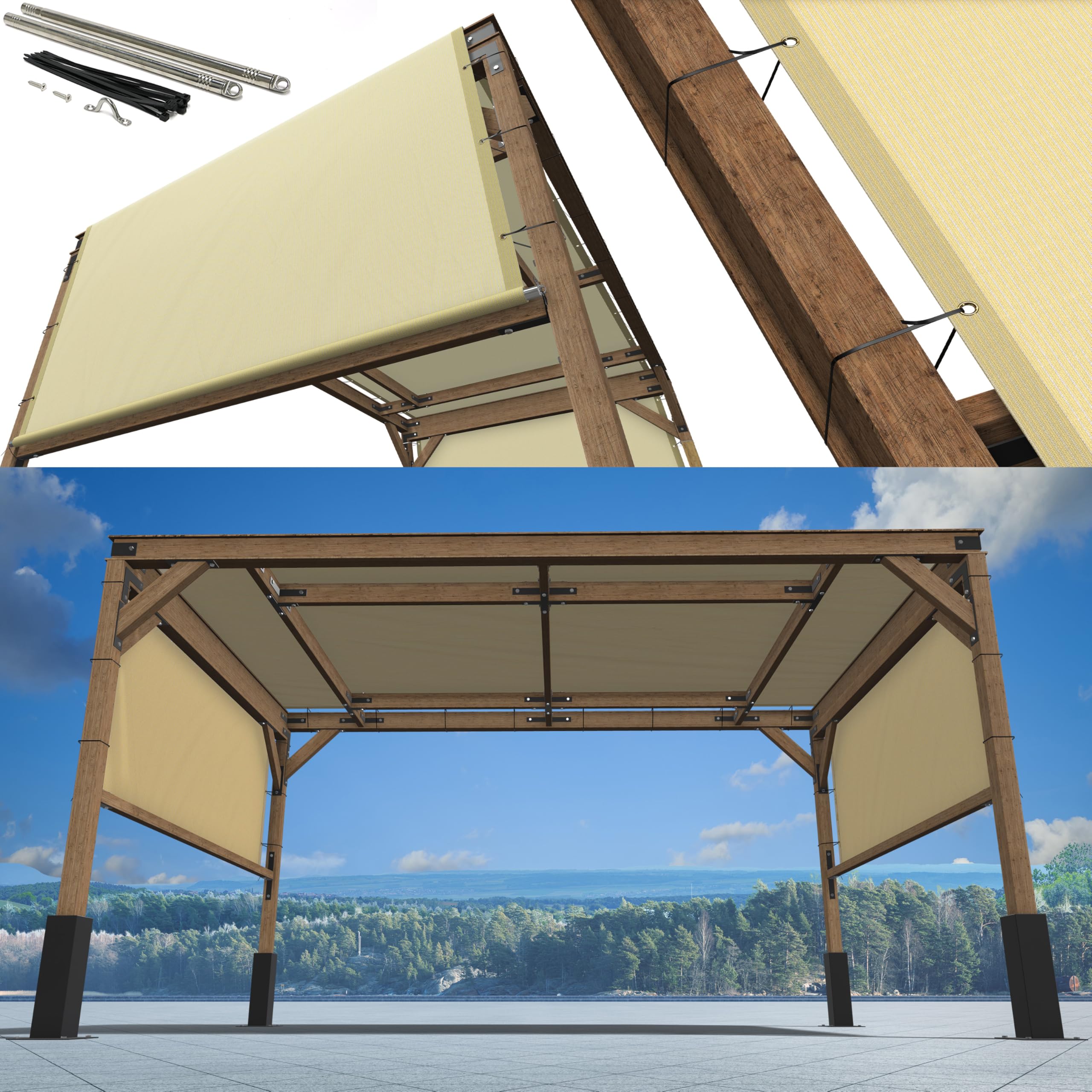 ShadeMart 95% Pergola Sun SSF20 Shade W L Beige Canopy Outdoor ...