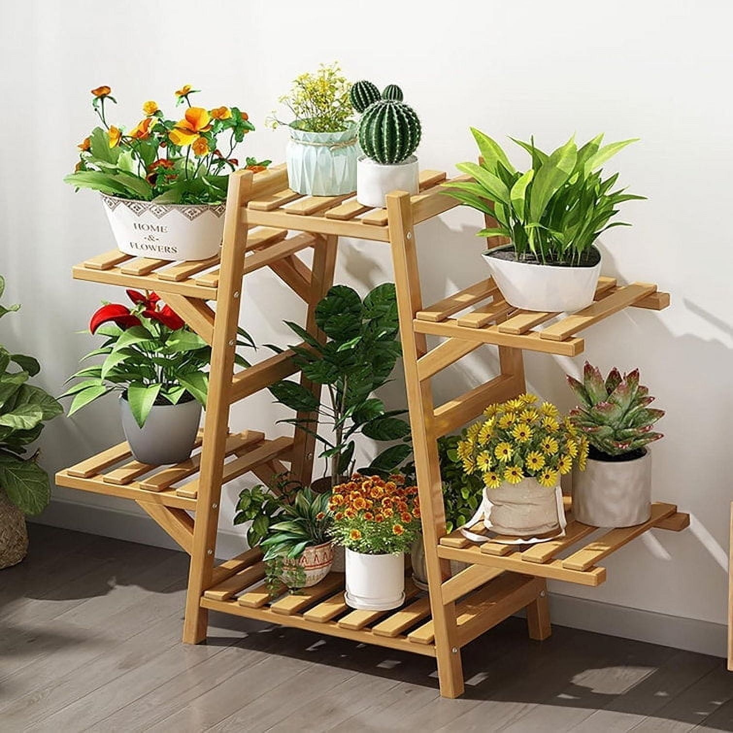ShadeMart Bamboo A-Frame Plant Shelf Stand 6 Tier for Indoor and ...