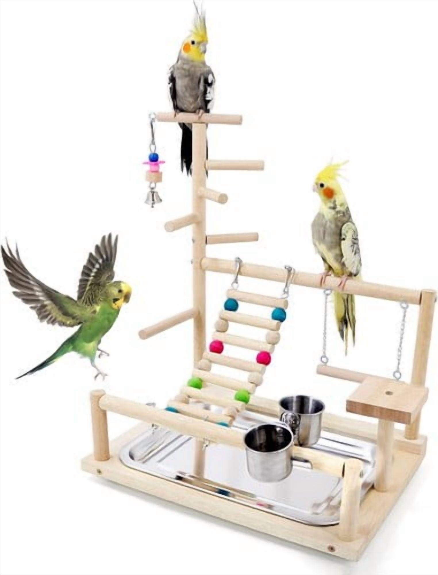 ShadeMart Bird Playstand with Toys, Cockatiel Playground Perch & Gym ...