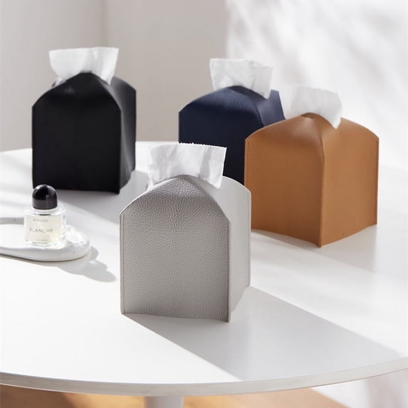ShadeMart Blue Tissue Box Cover, Refined Modern PU Leather Square ...