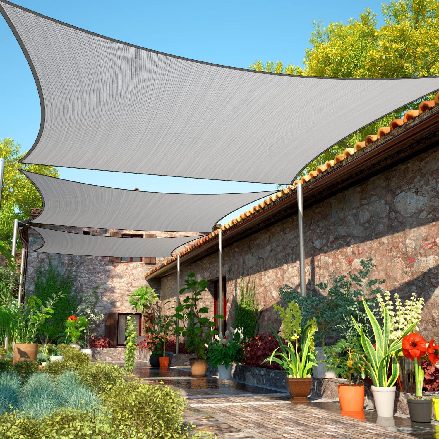 ShadeMart Custom Size 13' x 19' Rectangle Gray Sun Shade Sail Canopy UV ...