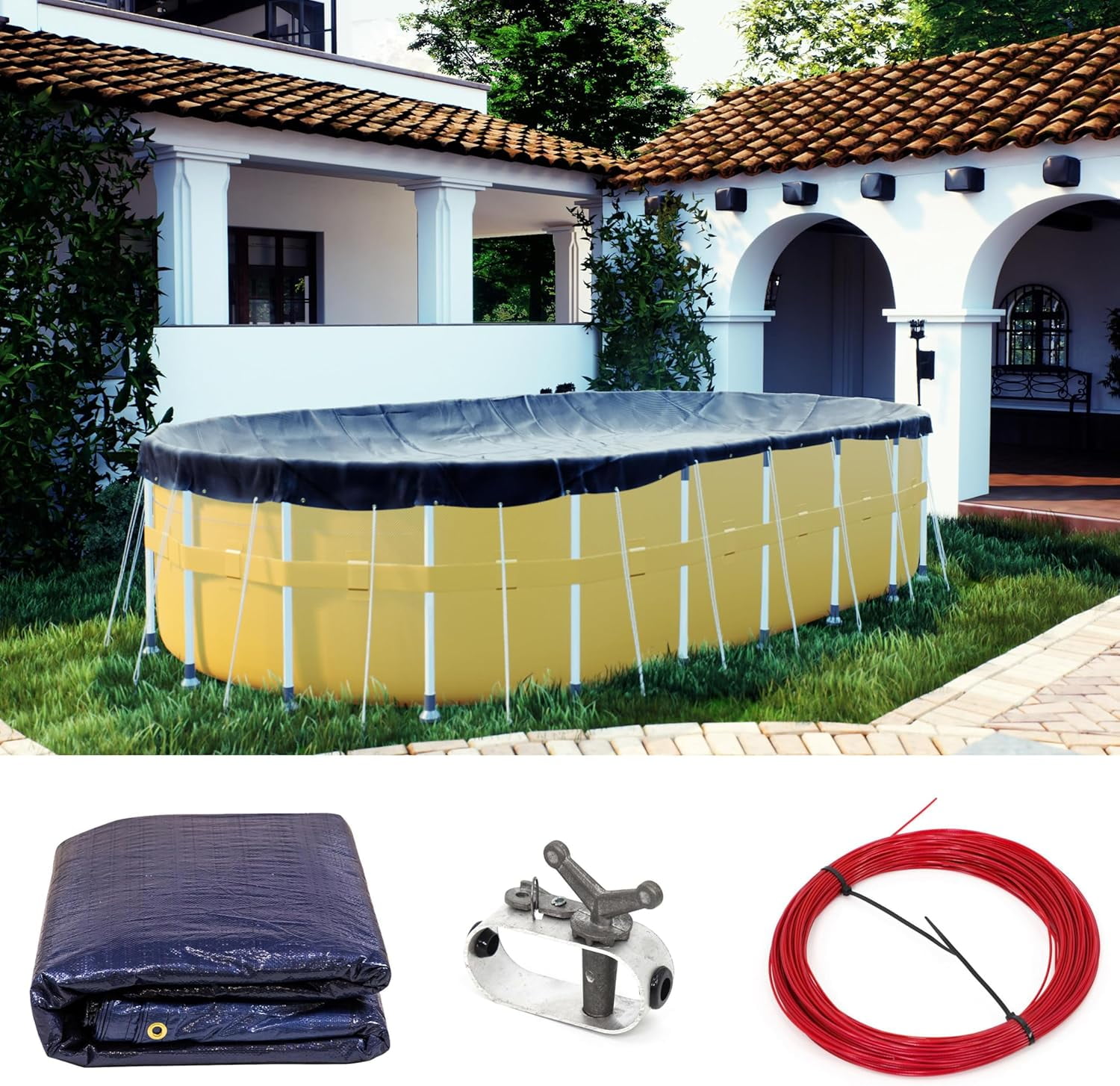 ShadeMart Customize Size 26’ x 30' Premium Oval Blue Winter Swimming ...