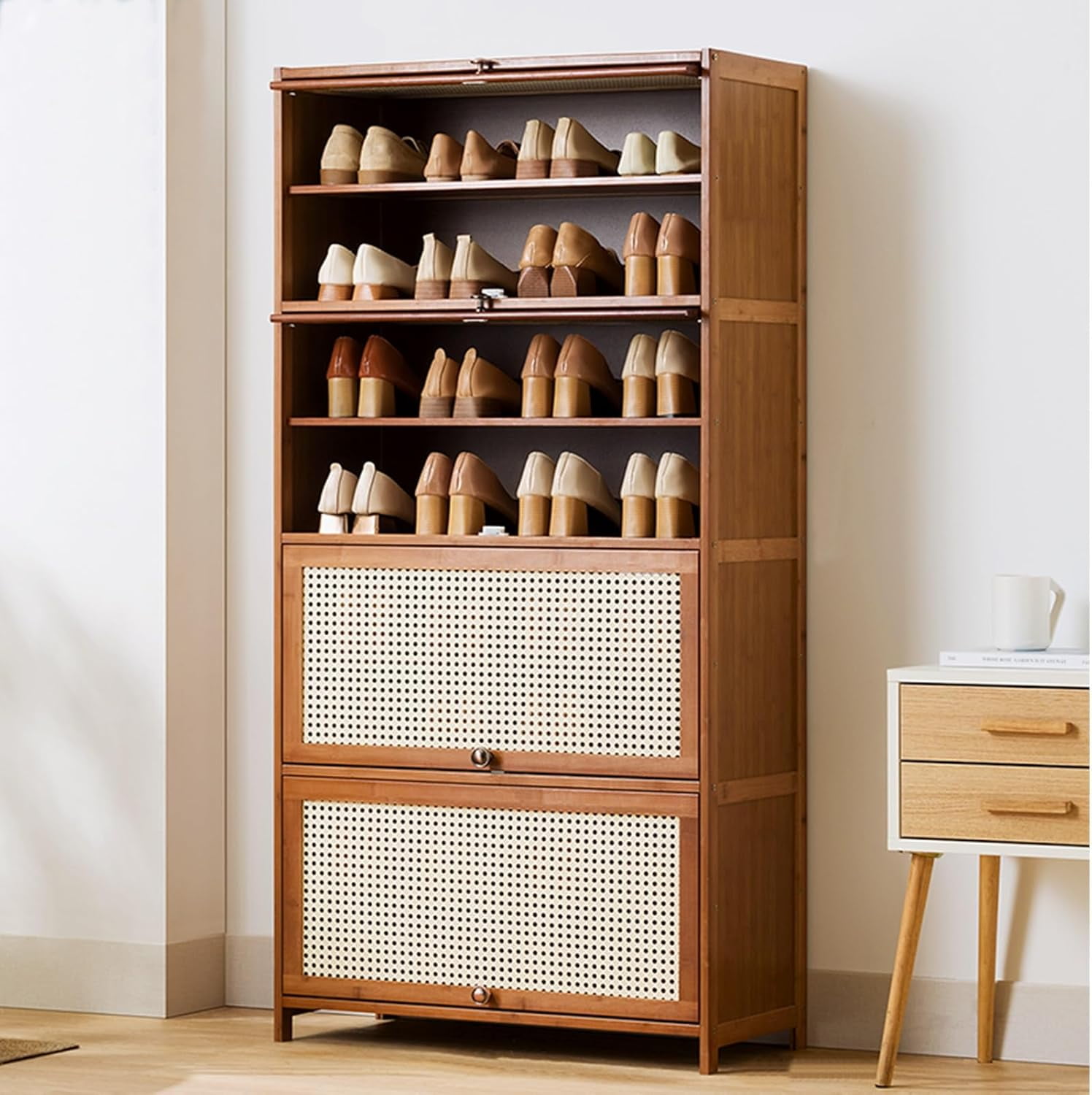 ShadeMart Entryway Shoe Storage, Shoe Rack Narrow, Flip Drawer Shoe ...