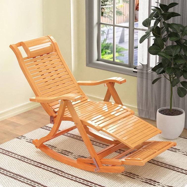 ShadeMart Foldable Rocking Chair Bamboo Chair Lounger Lunch Chair ...