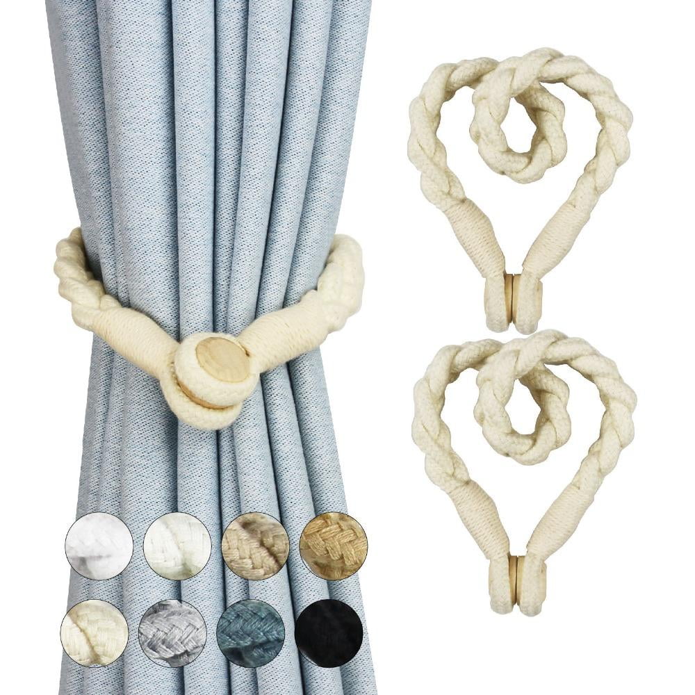 ShadeMart Light Blue 2Pcs Curtain Tiebacks Magnetic Woven Curtain ...