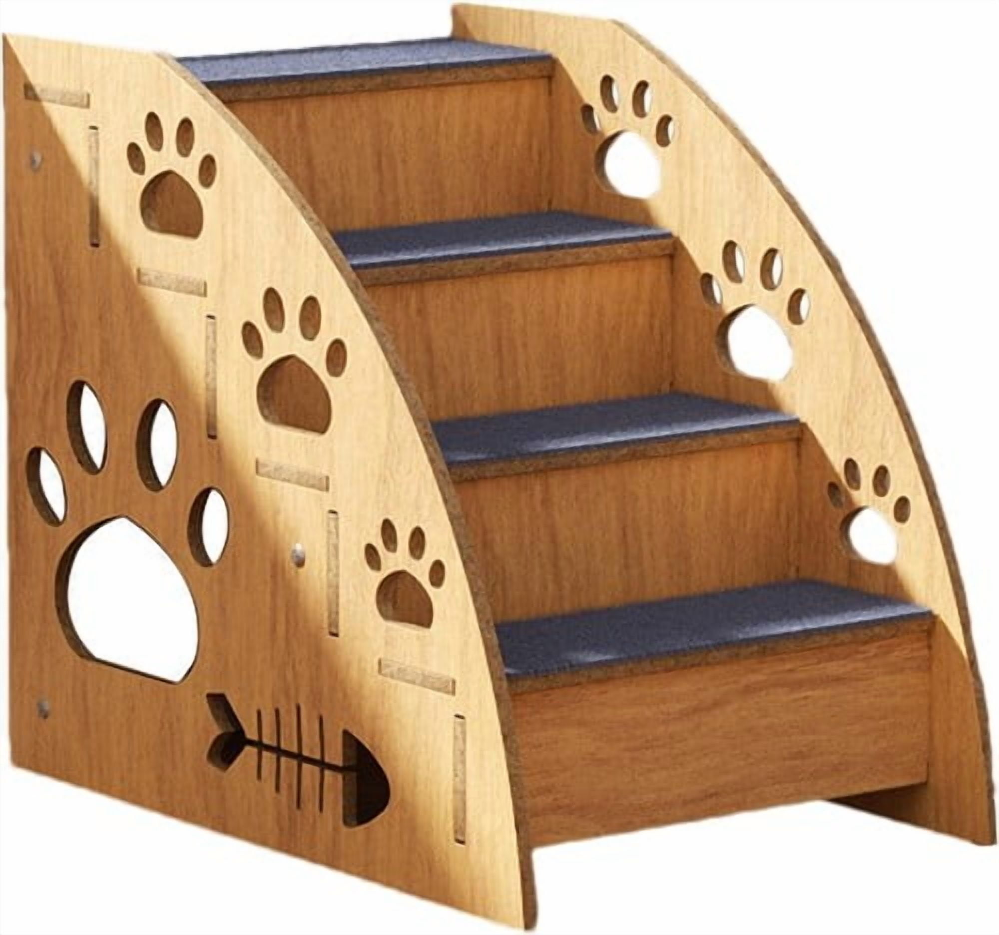 ShadeMart Non-Slip Pet Steps for Dogs and Cats, 4-Step Wooden Pet ...