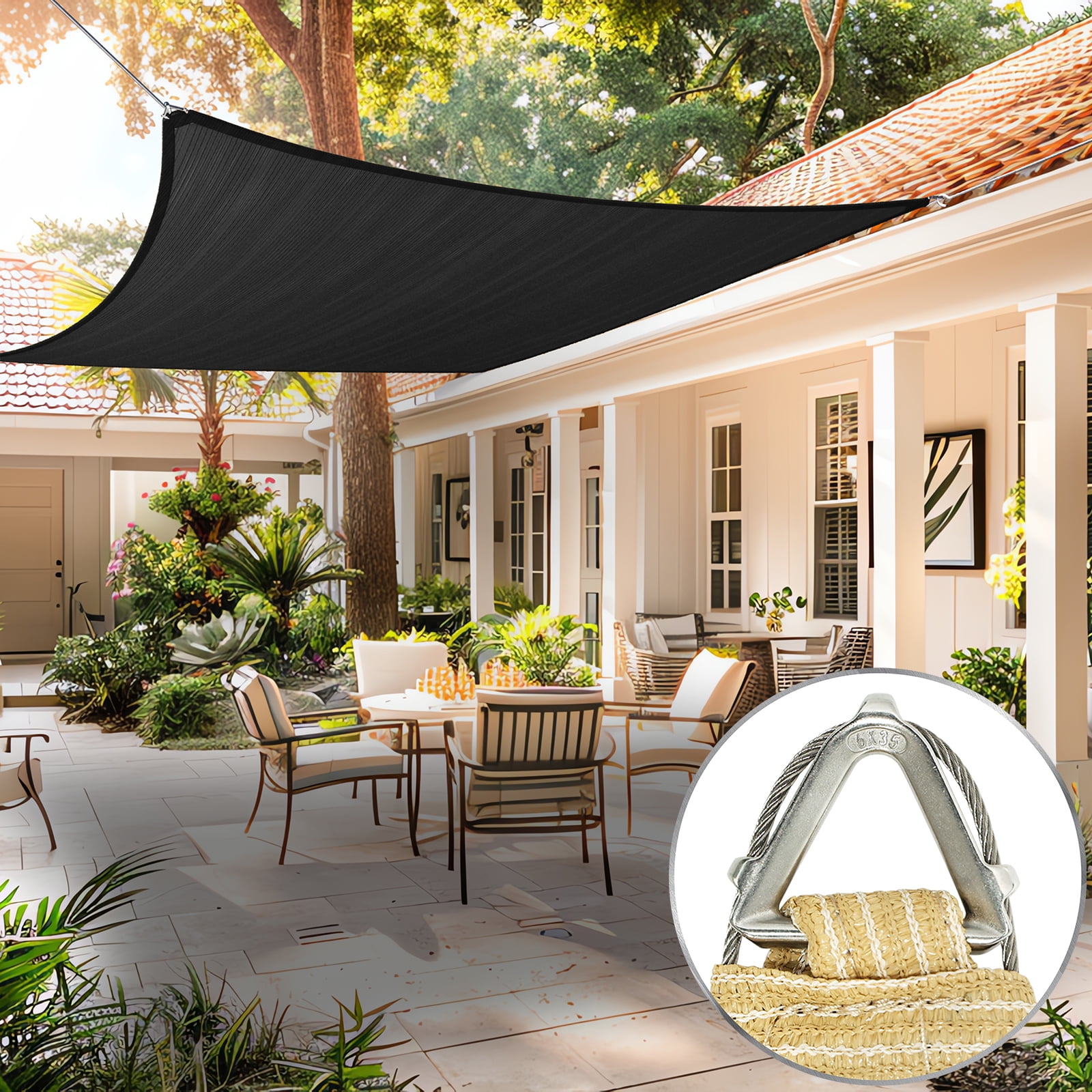 ShadeMart Pro Ring 13' x 13' Black Customized Size Sun Shade Sail ...