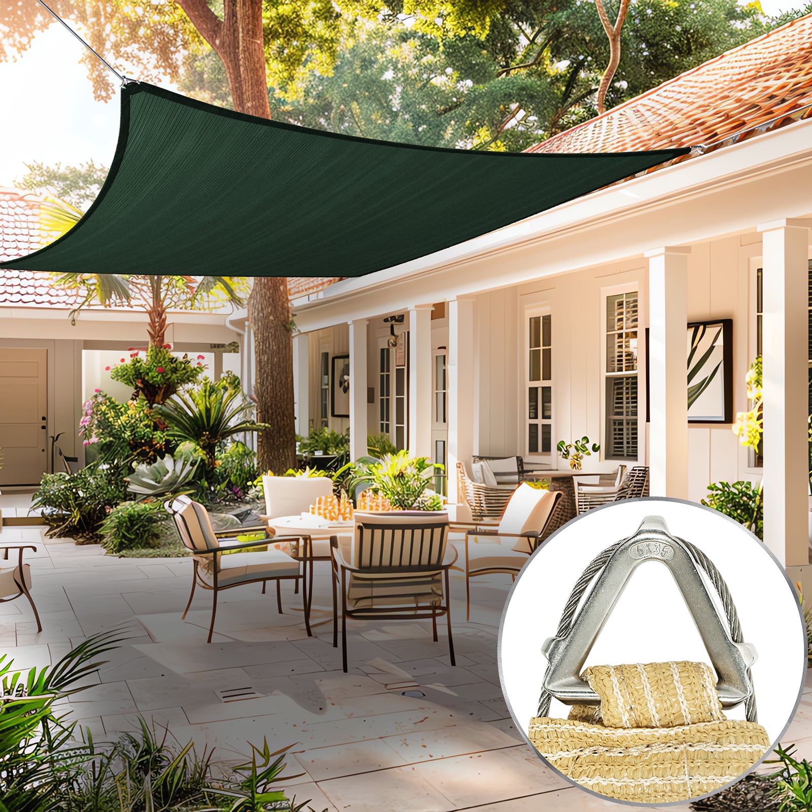 ShadeMart Pro Ring 14' x 14' Green Customized Size Sun Shade Sail ...