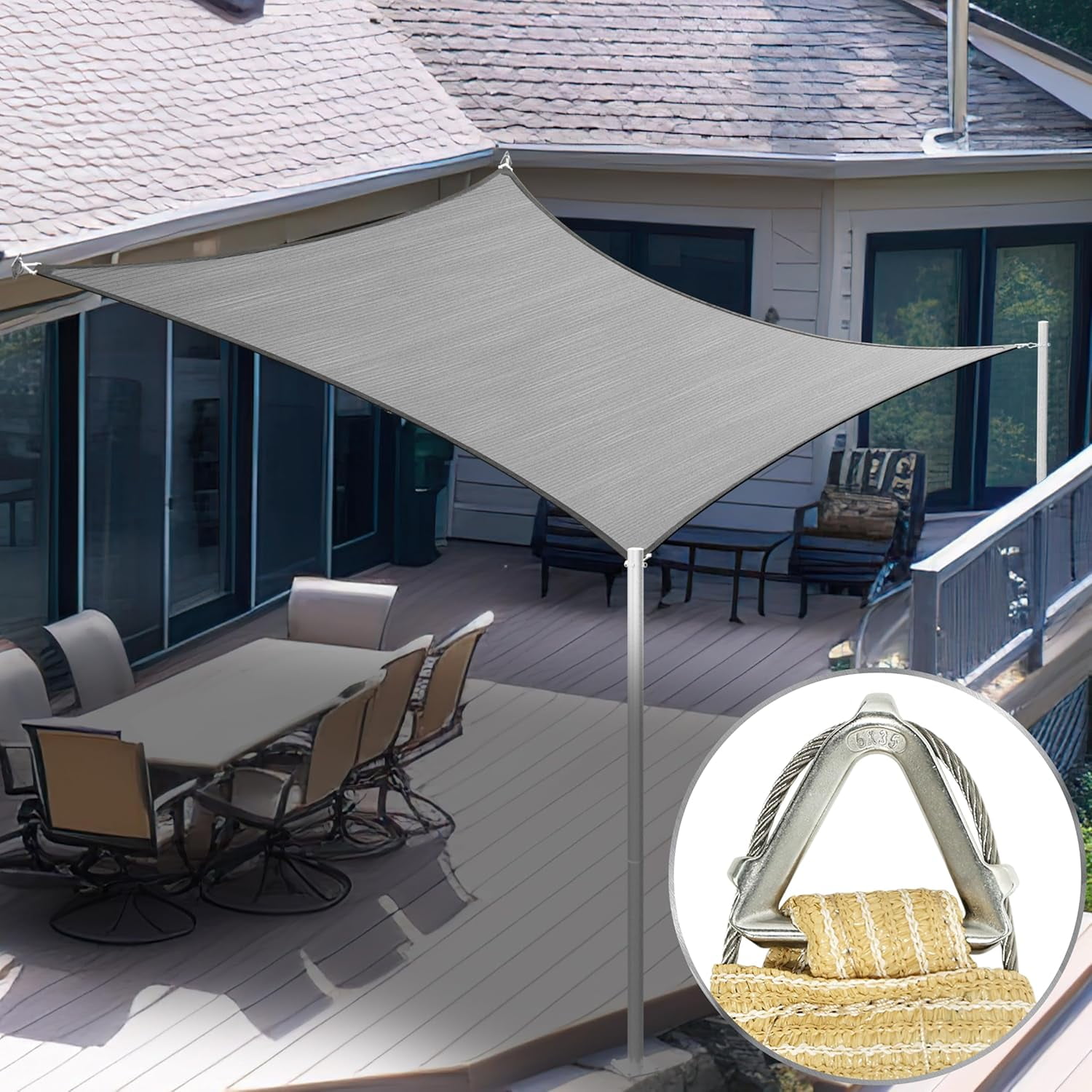 ShadeMart Pro Ring 26' x 35' Grey Customized Size Sun Shade Sail ...