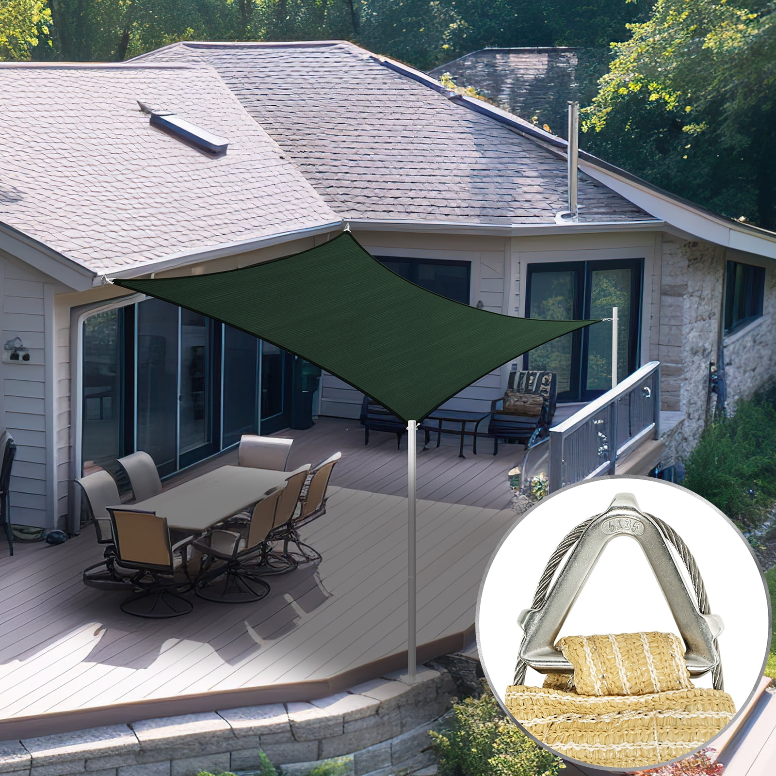 ShadeMart Pro Ring 29' x 34' Green Customized Size Sun Shade Sail ...