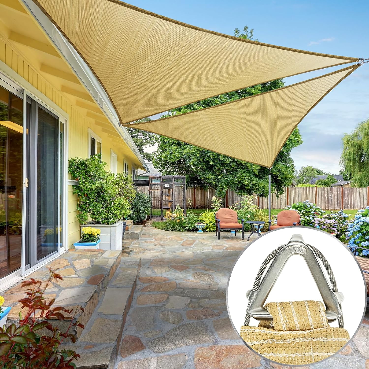 ShadeMart Pro Ring 30' x 36' x 46.87' Beige Right Triangle Customized ...