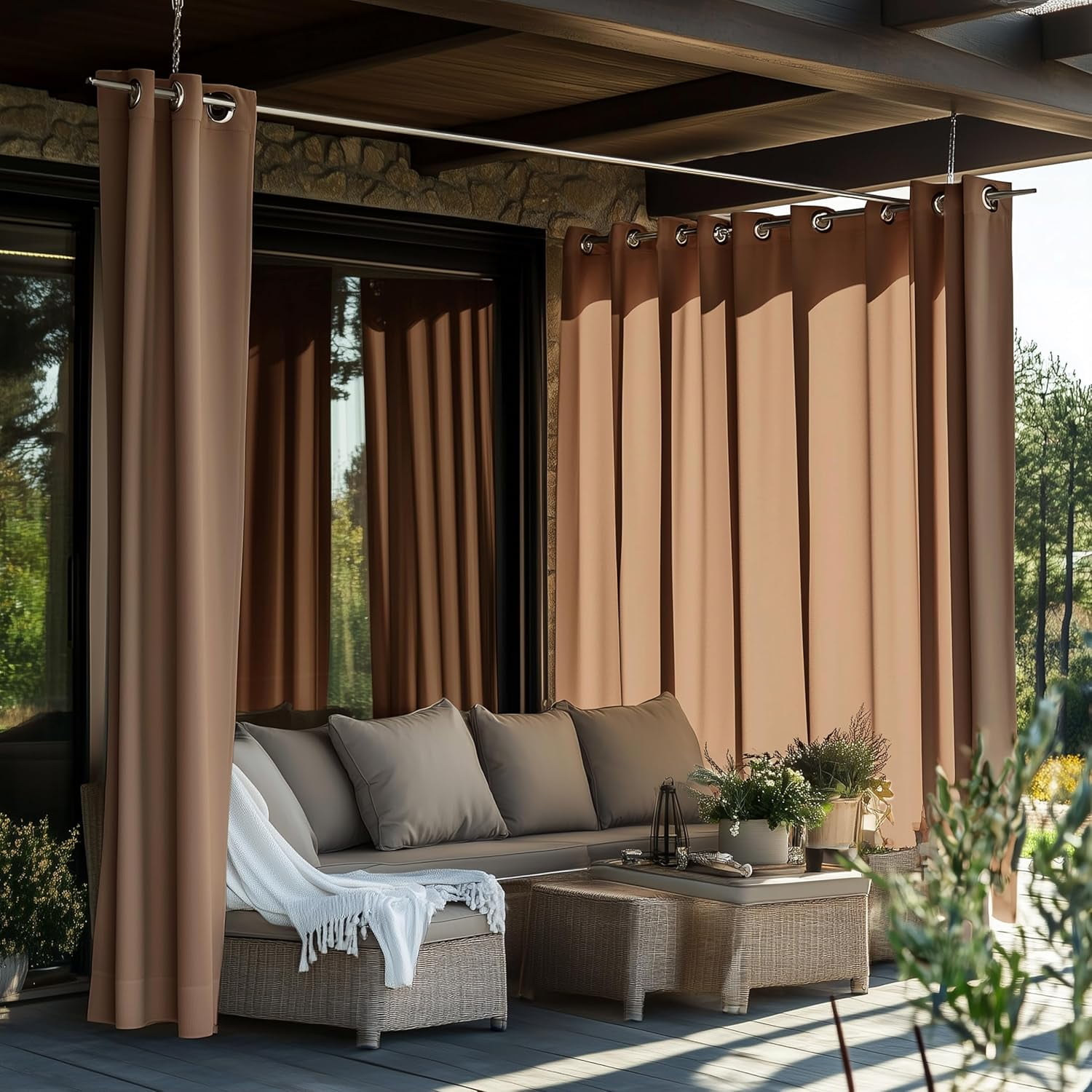 ShadeMart Waterproof Outdoor Patio Curtains, Weatherproof Privacy ...