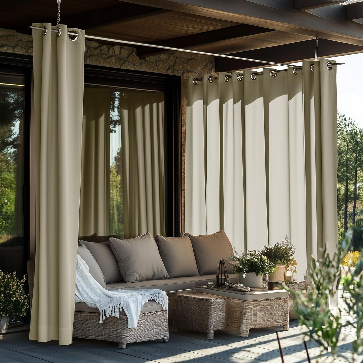 ShadeMart Waterproof Outdoor Patio Curtains, Weatherproof Privacy ...