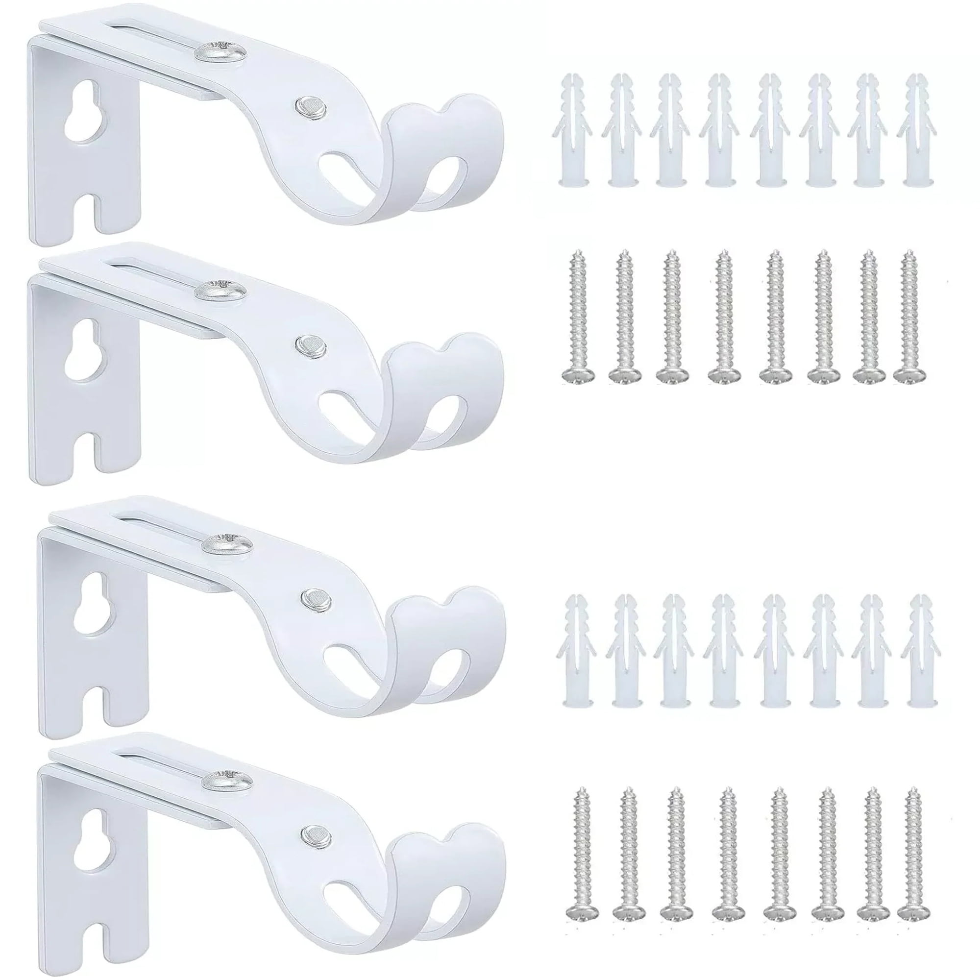 ShadeMart White 4 Pack Adjustable Curtain Rod Wall Bracket Hooks, Curtain Rod Holder - Walmart.com
