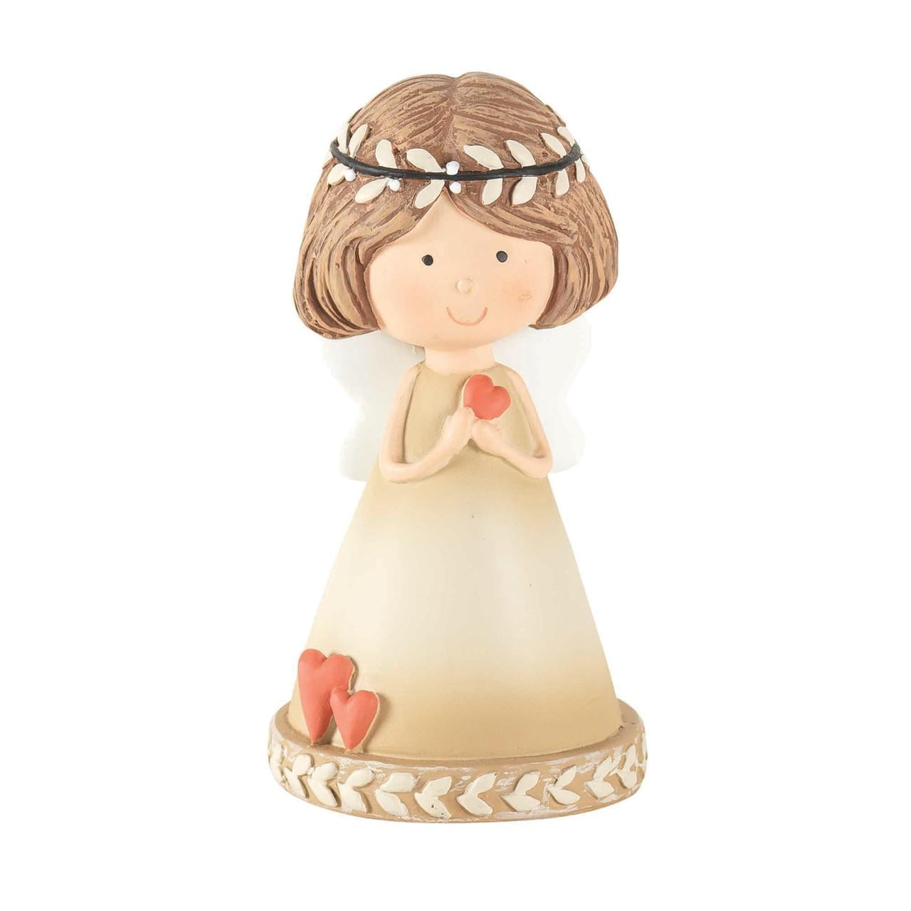 Shaded Coffee Brown Angel with Heart 3 inch Resin Decorative Tabletop ...