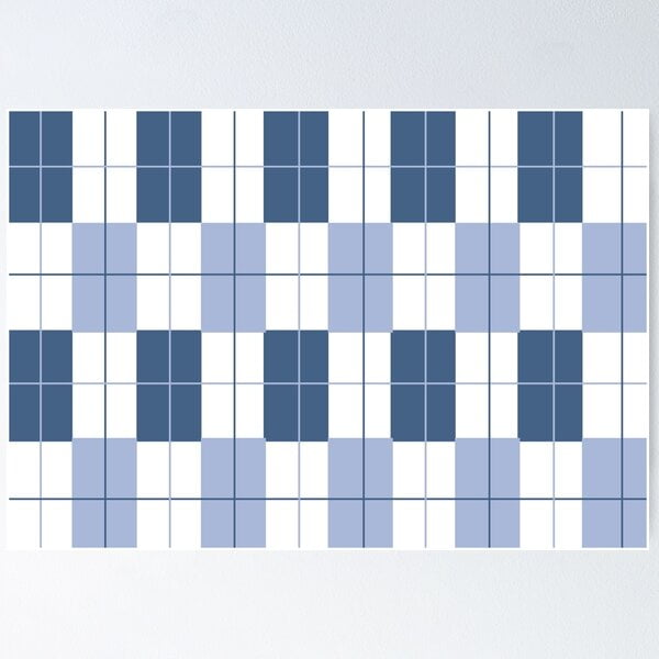 Shades Of Blue Block Pattern Poster Wall Art, Modern Wall Decor For ...