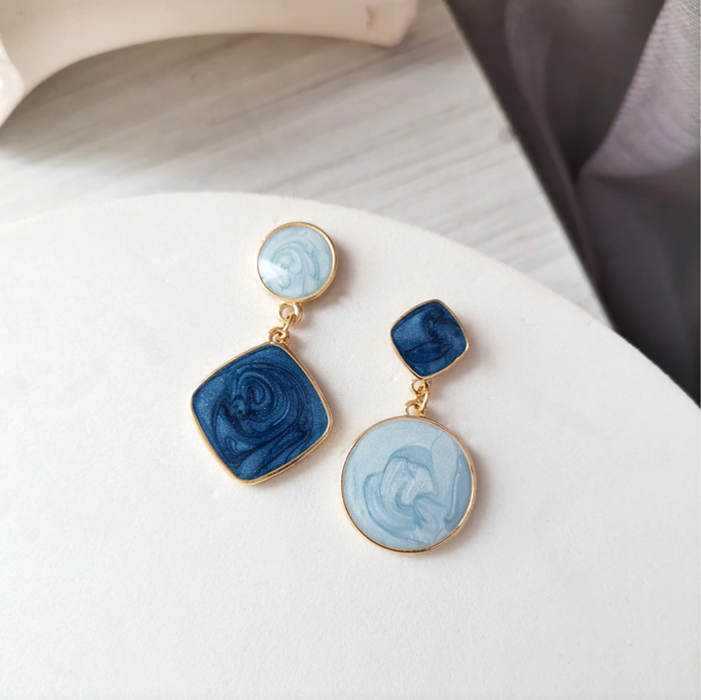 Shades Of Blue Goldtone Asymmetrical Earrings - Walmart.com