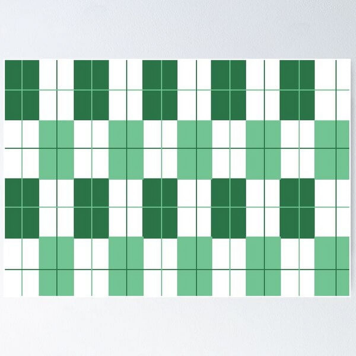 Shades Of Green Block Pattern Poster Wall Art, Modern Wall Decor For ...
