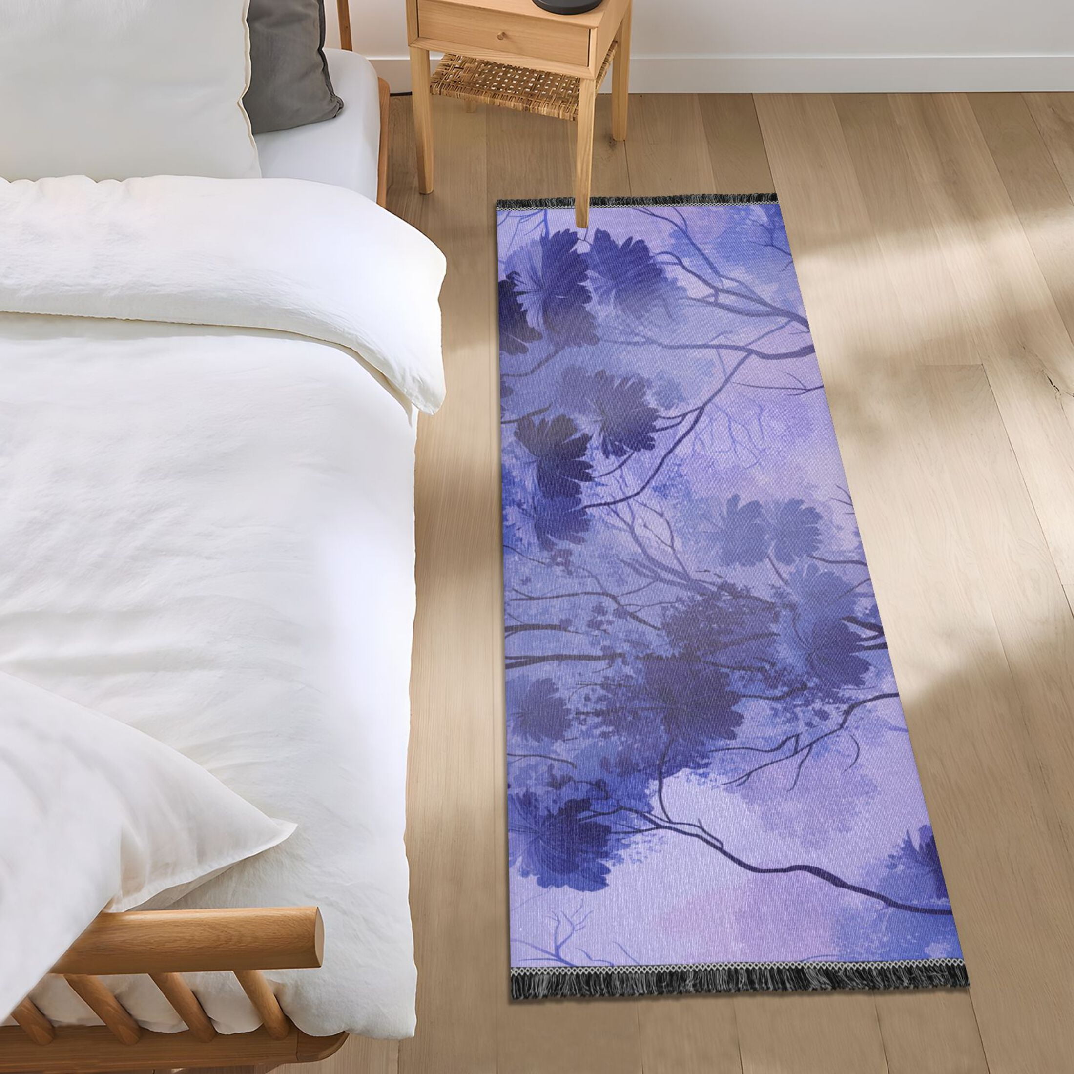 Shades Of Purple Woods Watercolor Bedroom Runner Rug 2'x 6' Non Slip ...
