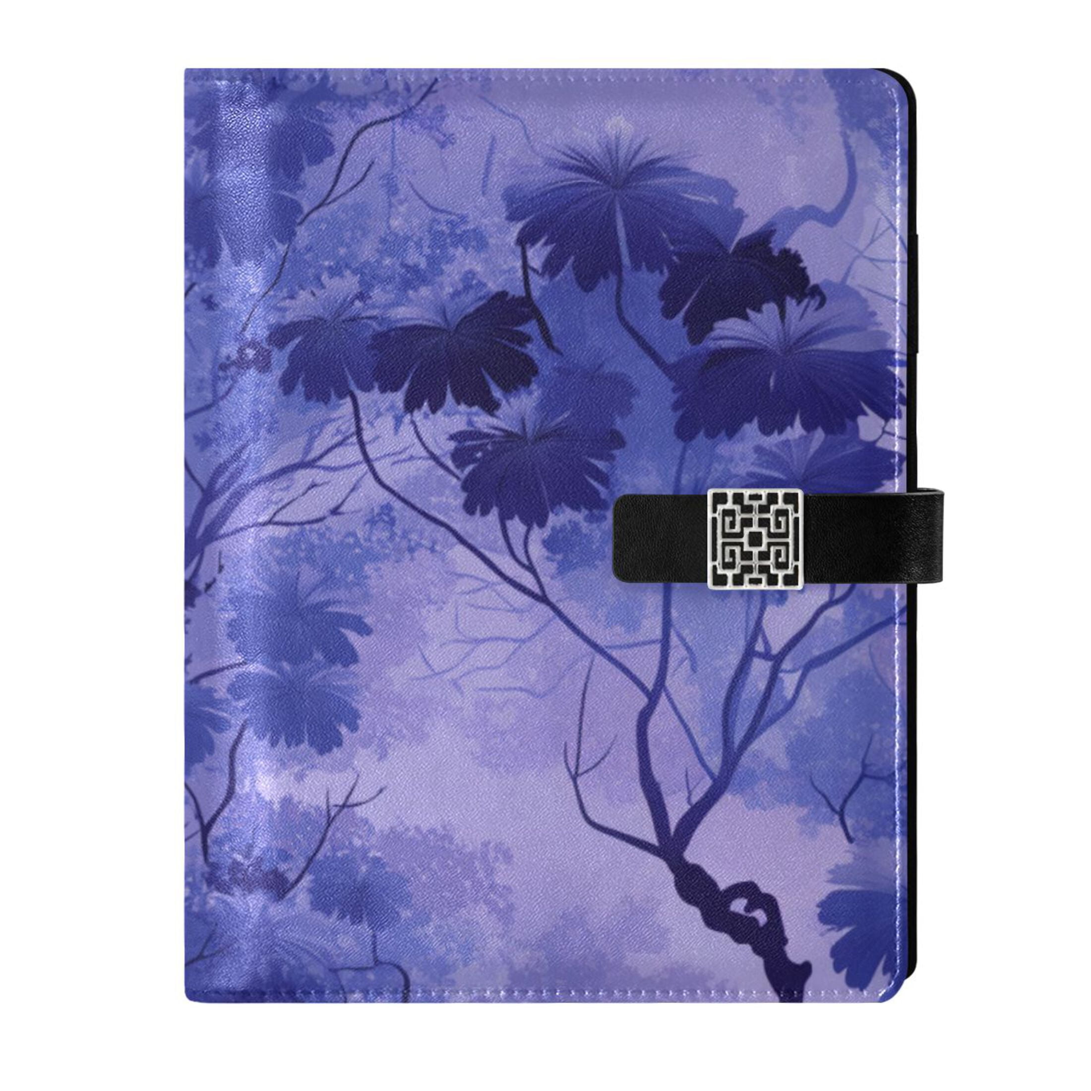 Shades Of Purple Woods Watercolor Leather Journal Notebook for Men ...