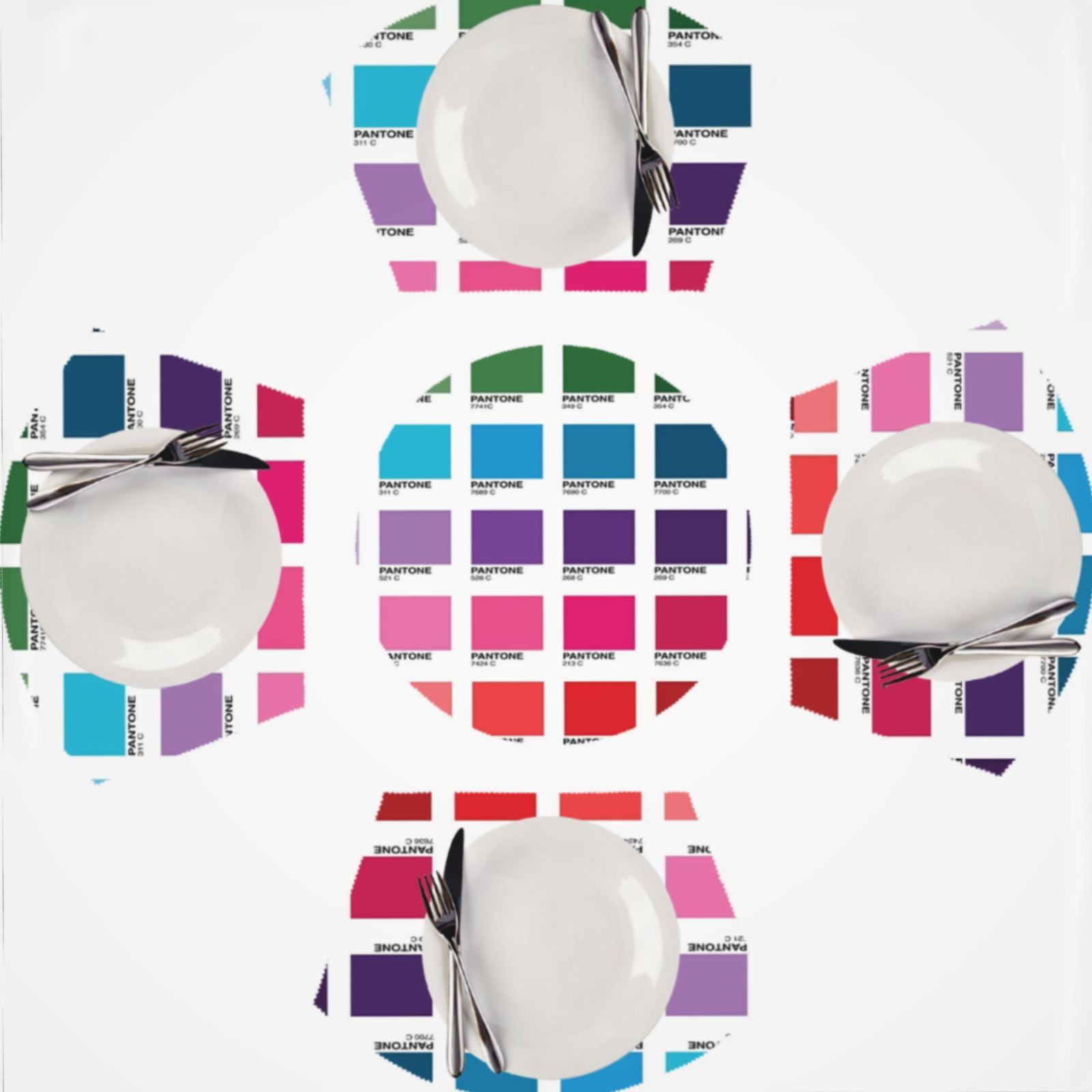 Shades Of Pantone Colors Round Table Placemats Set Of 5 Wedge Table ...