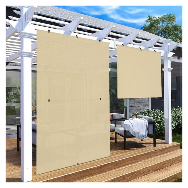Shades Roll Up Outdoor 6'Wx6'H Foldable Shade Blinds Exterior Block Sun ...