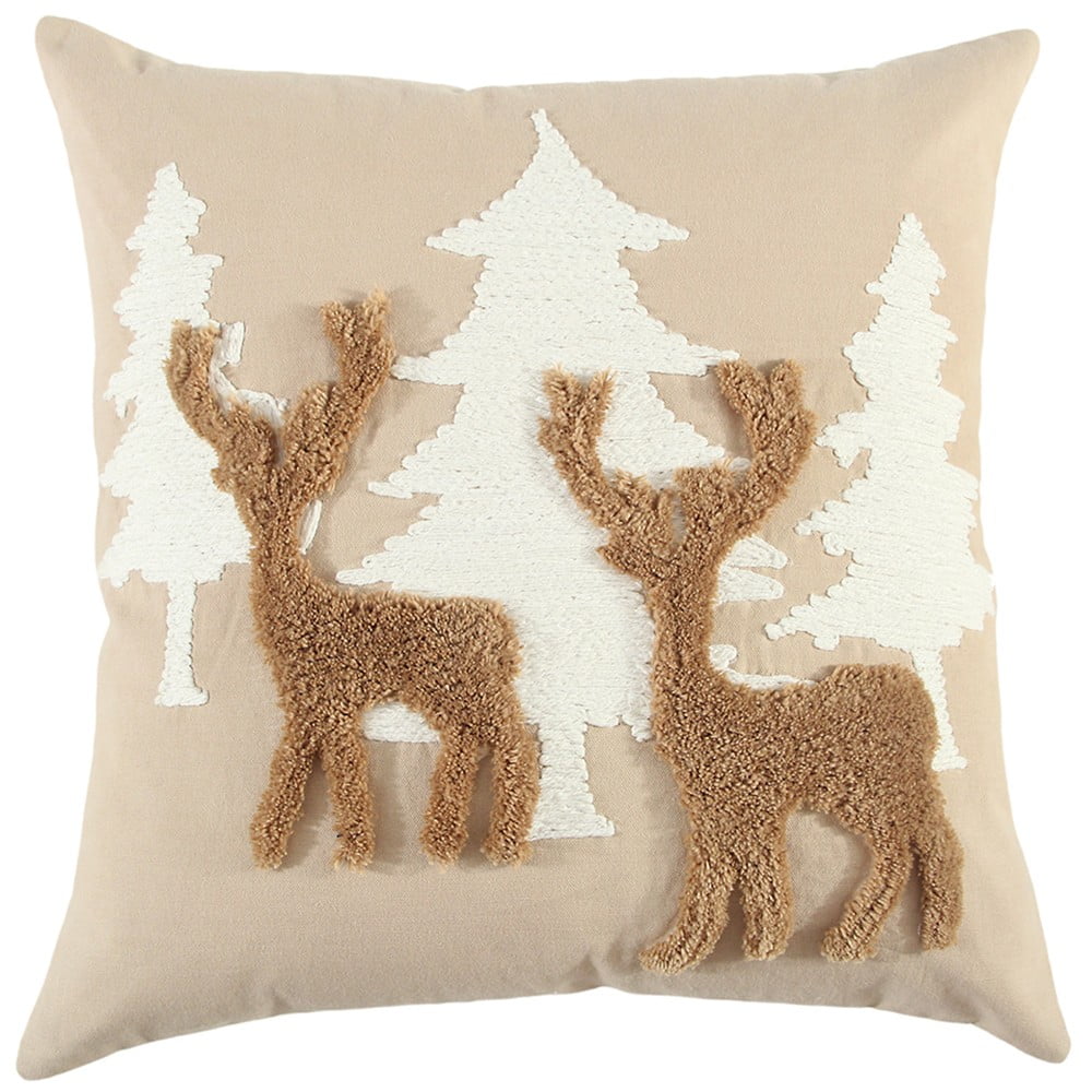 Shades of Brown and Cream Deer Decorative Throw Pillow - Walmart.com