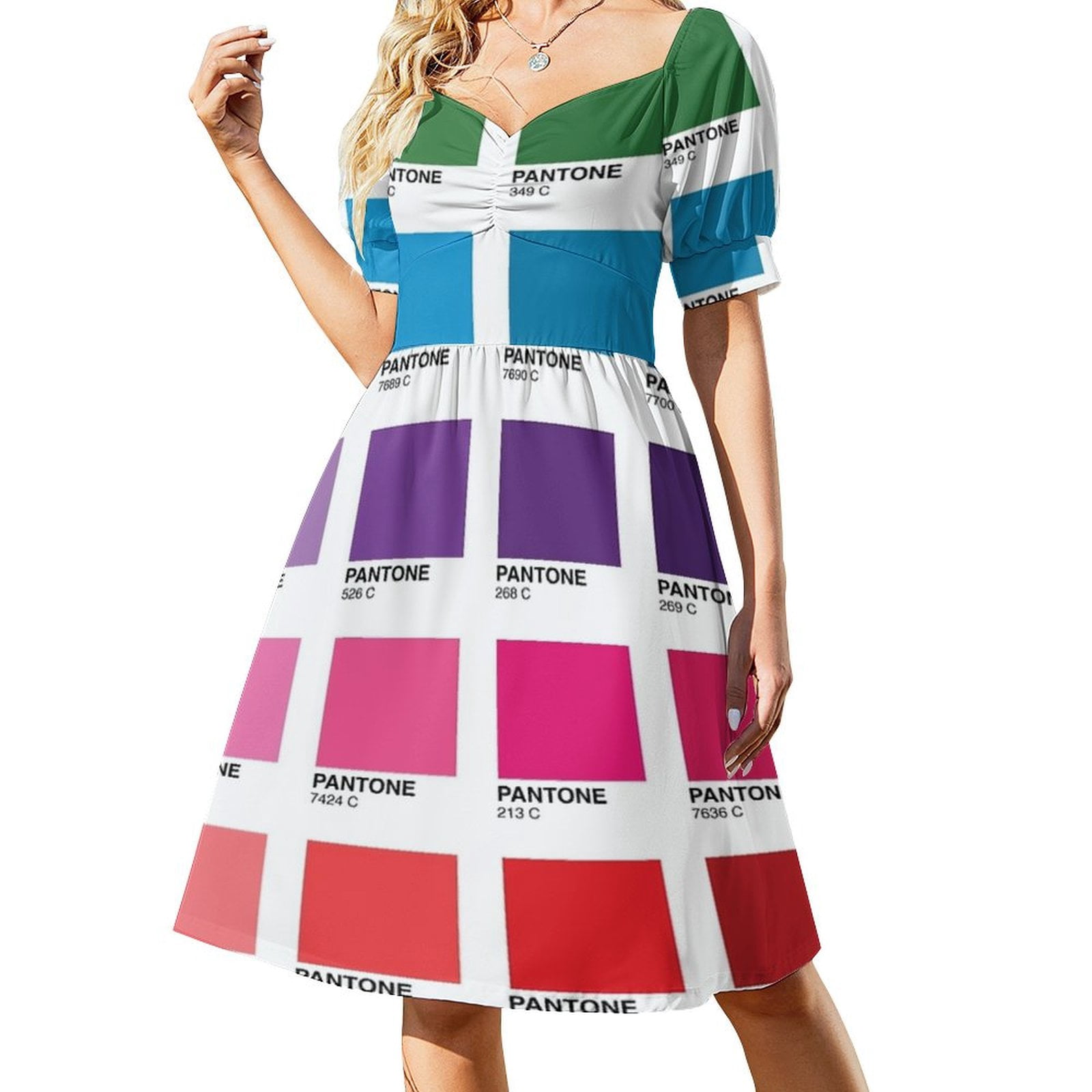Shades of Pantone Colors Short Sleeve Dress Clothes Women's Summer ...