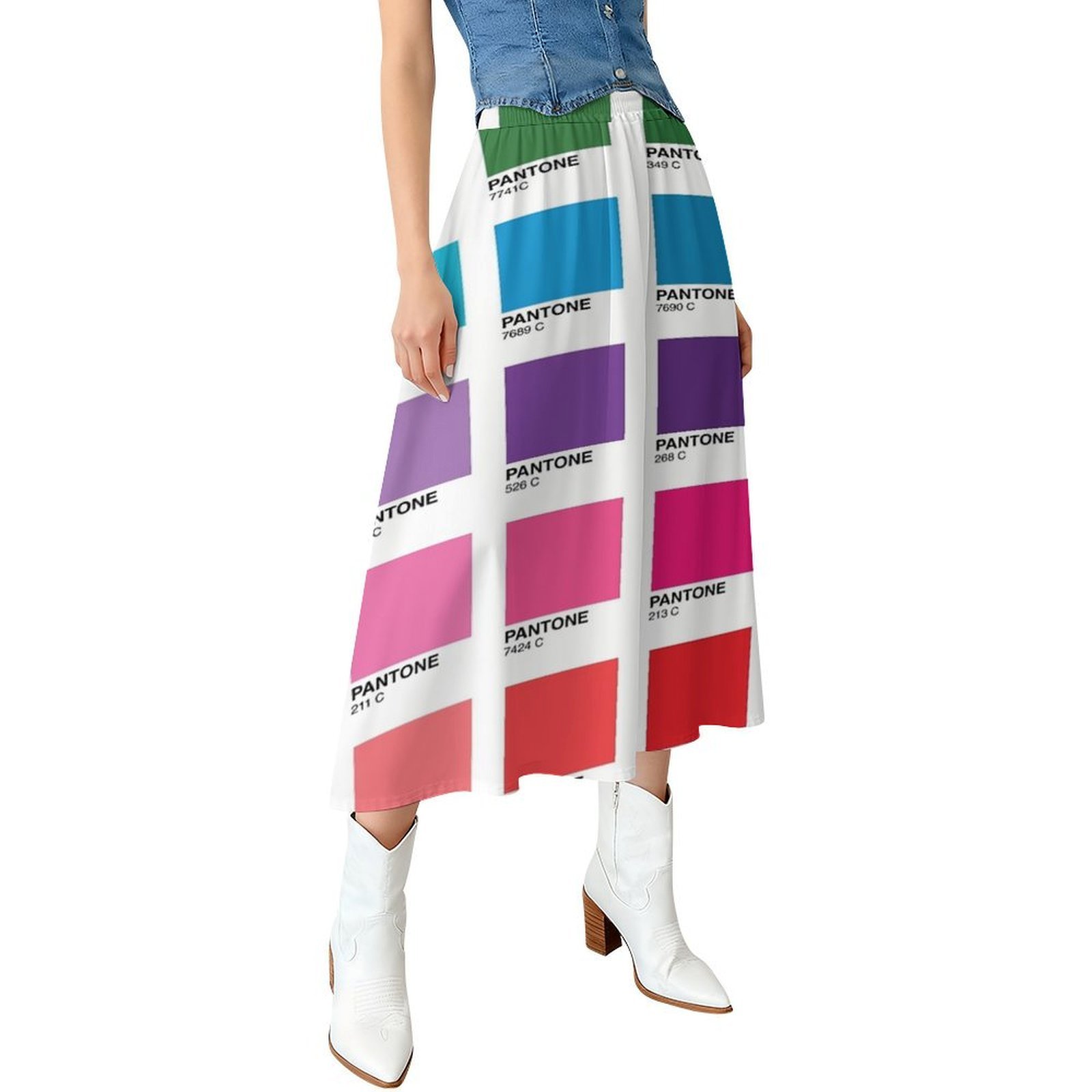 Shades of Pantone Colors Women High Waist Midi Skirt Elegant Midi Skirt ...