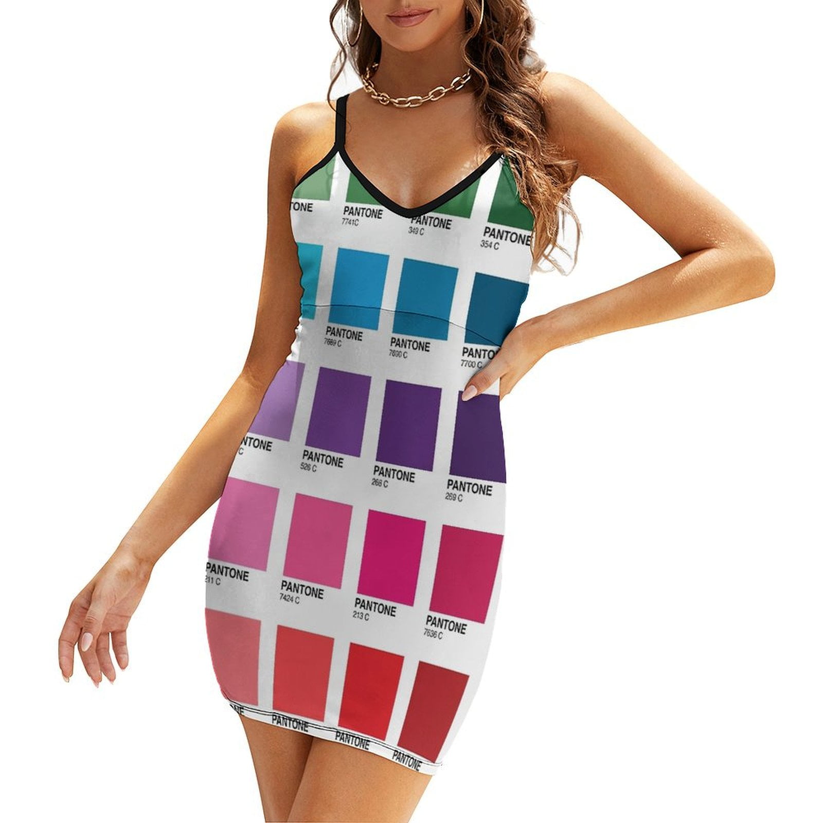 Shades of Pantone Colors Women's Sleeveless Spaghetti Strap Mini Short ...